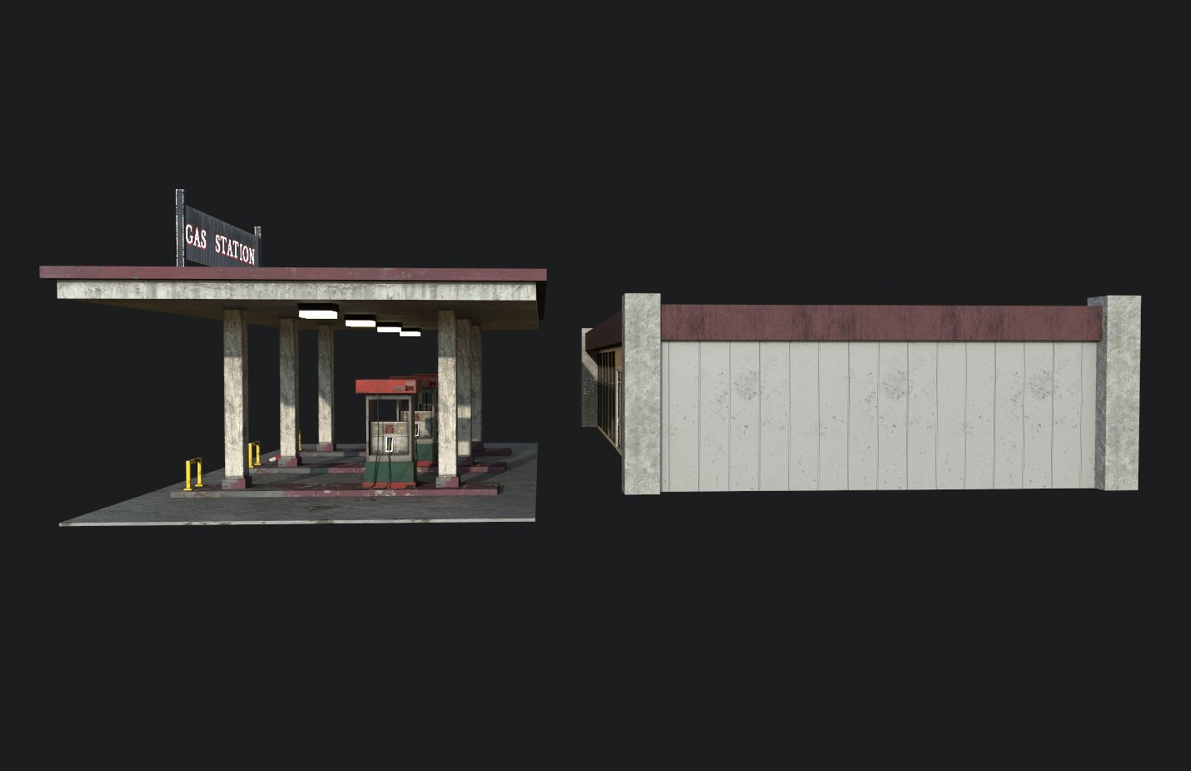 Low-poly Gas Station 3D Model - TurboSquid 1552688