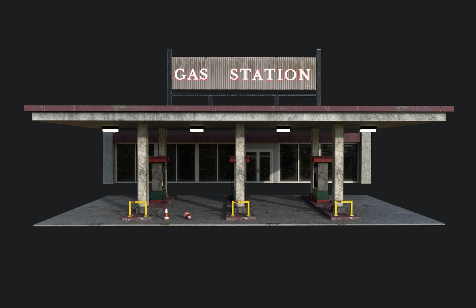 Low-poly Gas Station 3D Model - TurboSquid 1552688