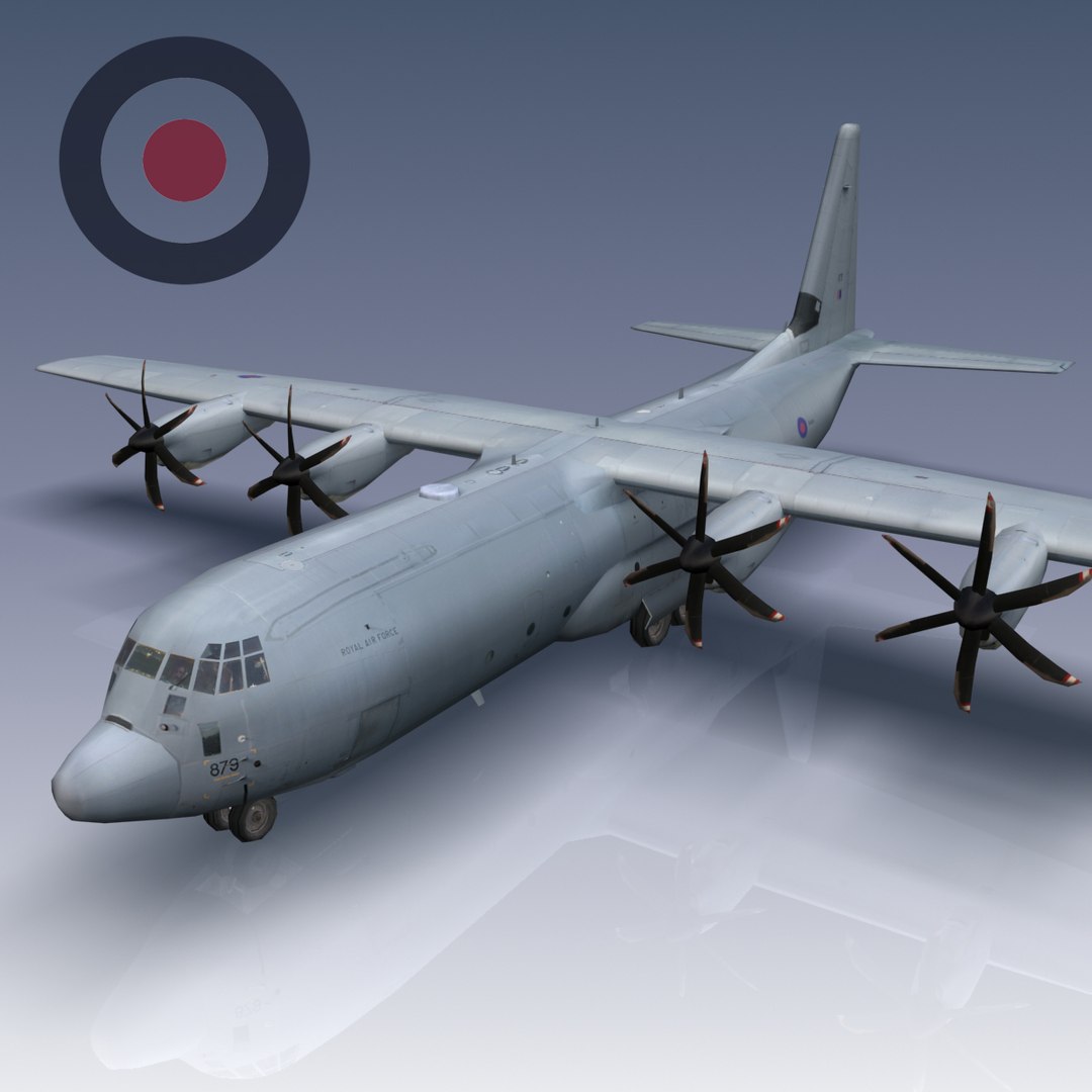 Raf C-130j C4 Hercules Aircraft 3d Model
