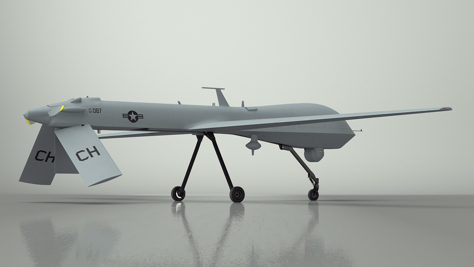 3D Unmanned Aerial Vehicle Reaper Drone MQ-1 Rigged For Maya ...