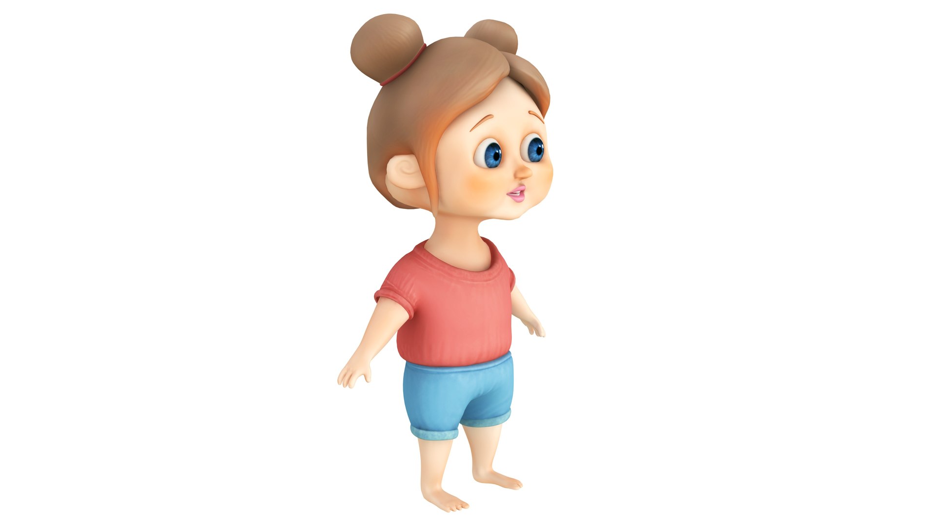 Cartoon Kid Girl Model - TurboSquid 2214295