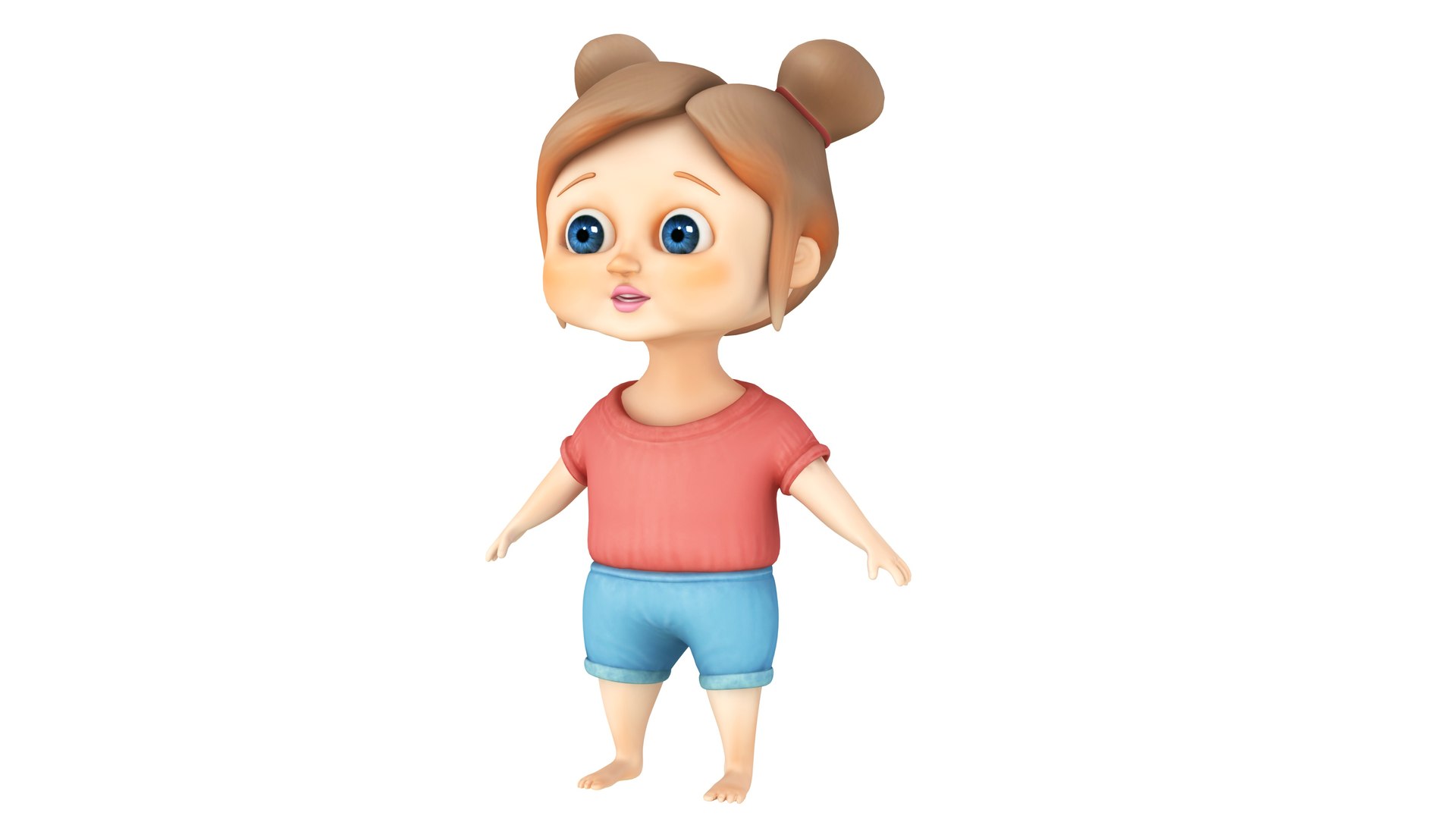 Cartoon Kid Girl Model - TurboSquid 2214295