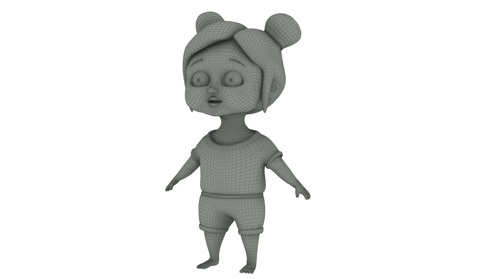 Cartoon Kid Girl Model - TurboSquid 2214295