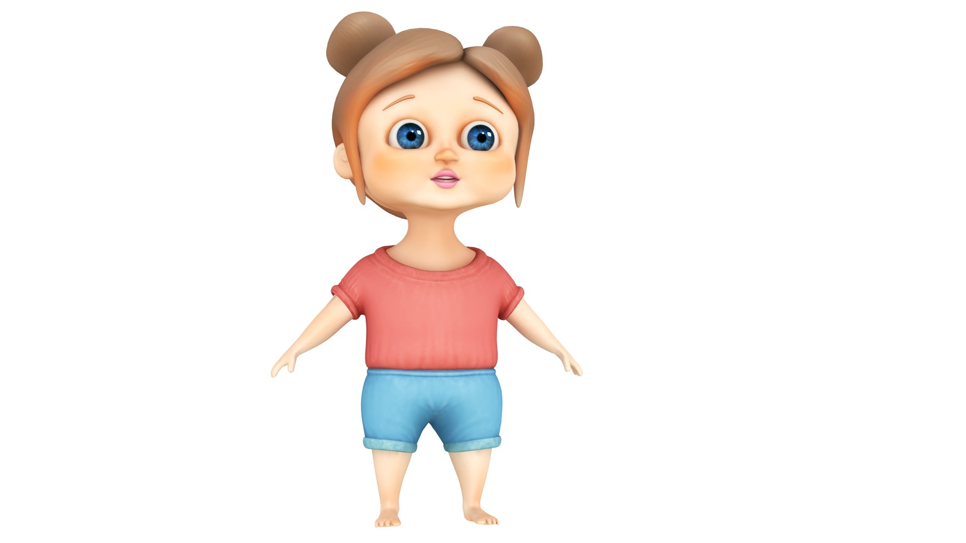 Cartoon Kid Girl Model - TurboSquid 2214295