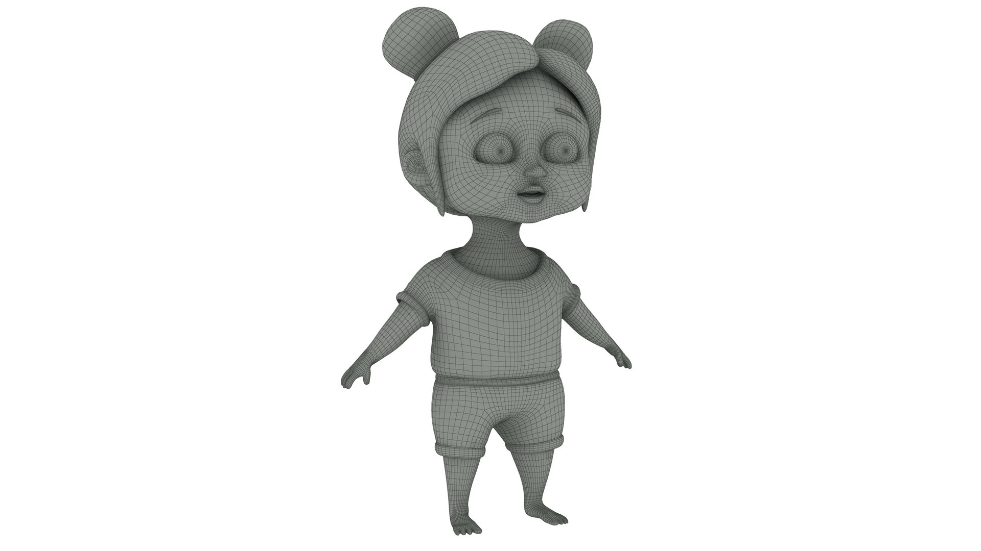 Cartoon Kid Girl Model - TurboSquid 2214295