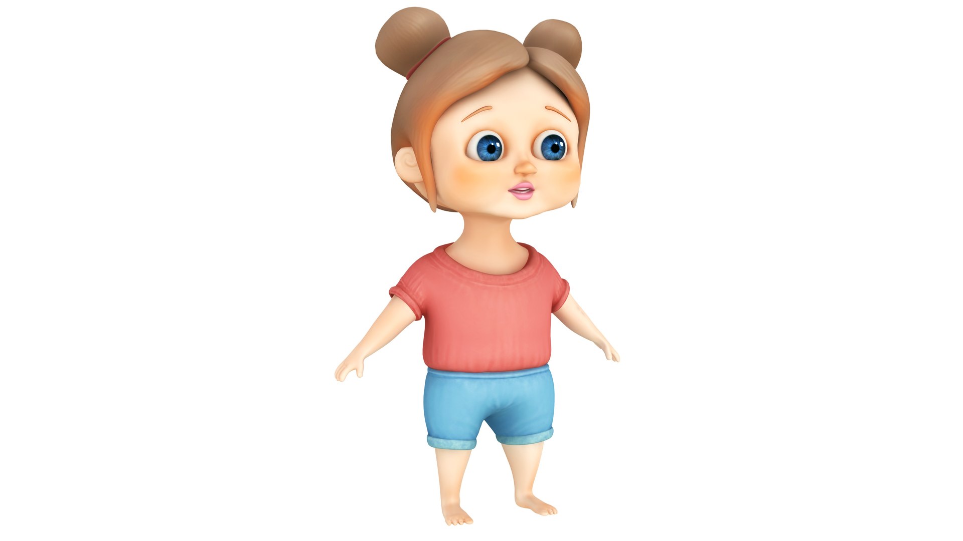 Cartoon Kid Girl Model - TurboSquid 2214295