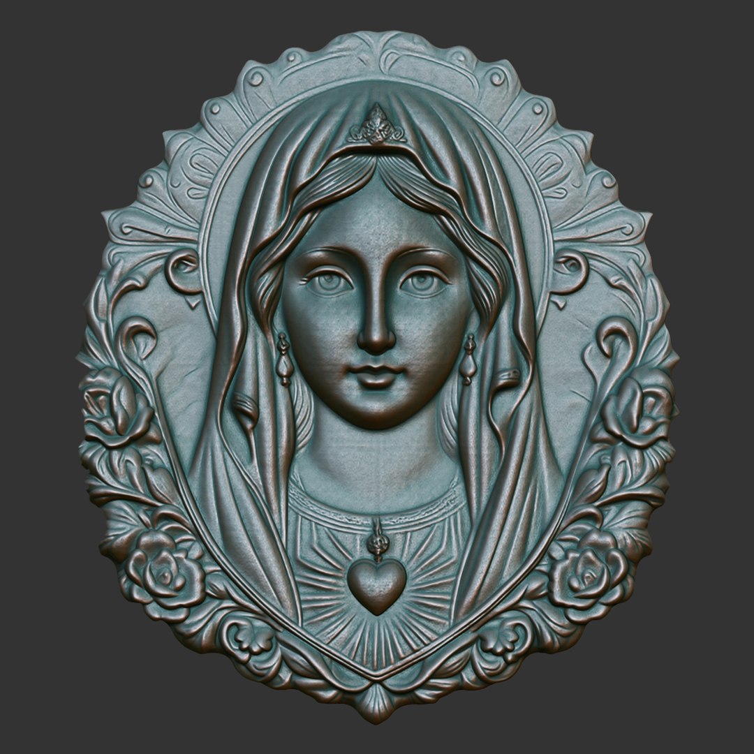 3D Mother Mary Pendant Basrelief 240521 08 3D Print Model Model ...