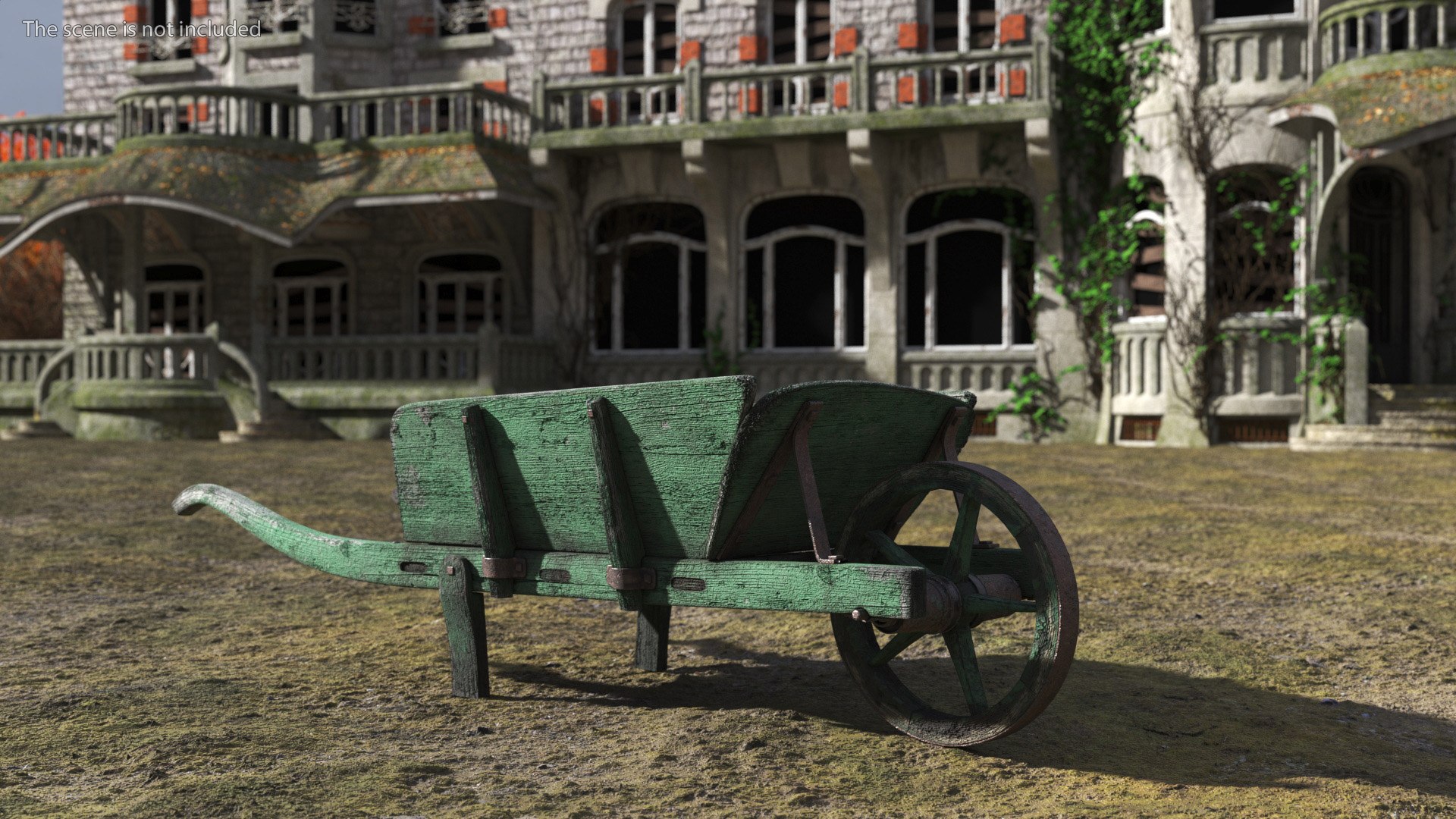 3D Vintage Wheelbarrow Green Model - TurboSquid 2292882