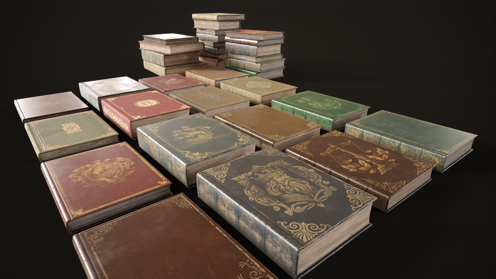 Set Vintage Books 3D Model - TurboSquid 2040907