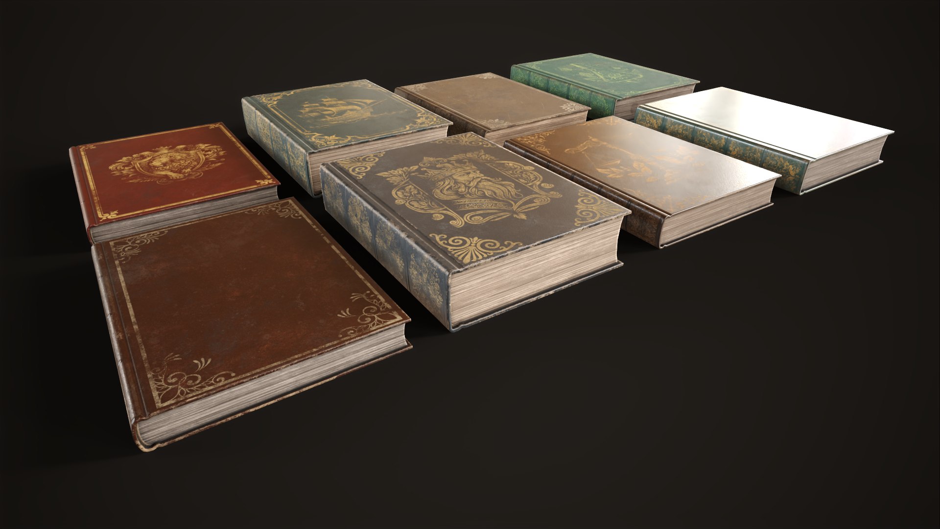 Set Vintage Books 3D Model - TurboSquid 2040907