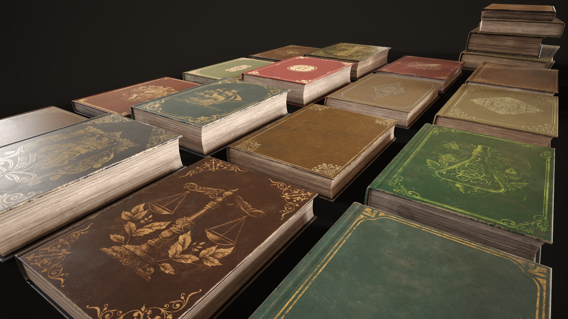Set Vintage Books 3D Model - TurboSquid 2040907