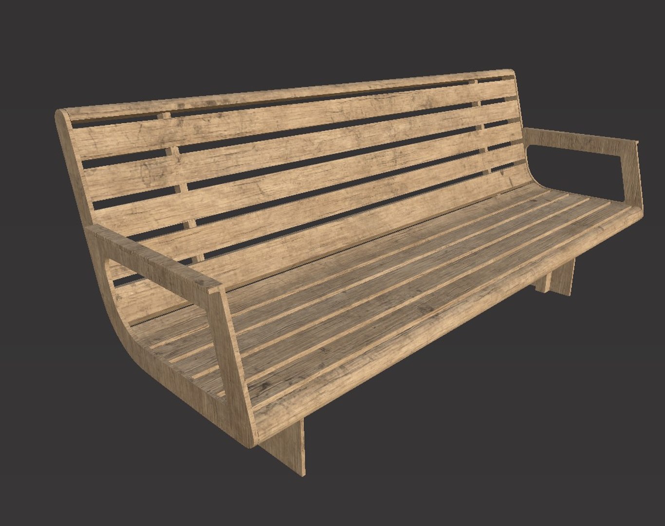 3D Wooden Bench Model - TurboSquid 1915751