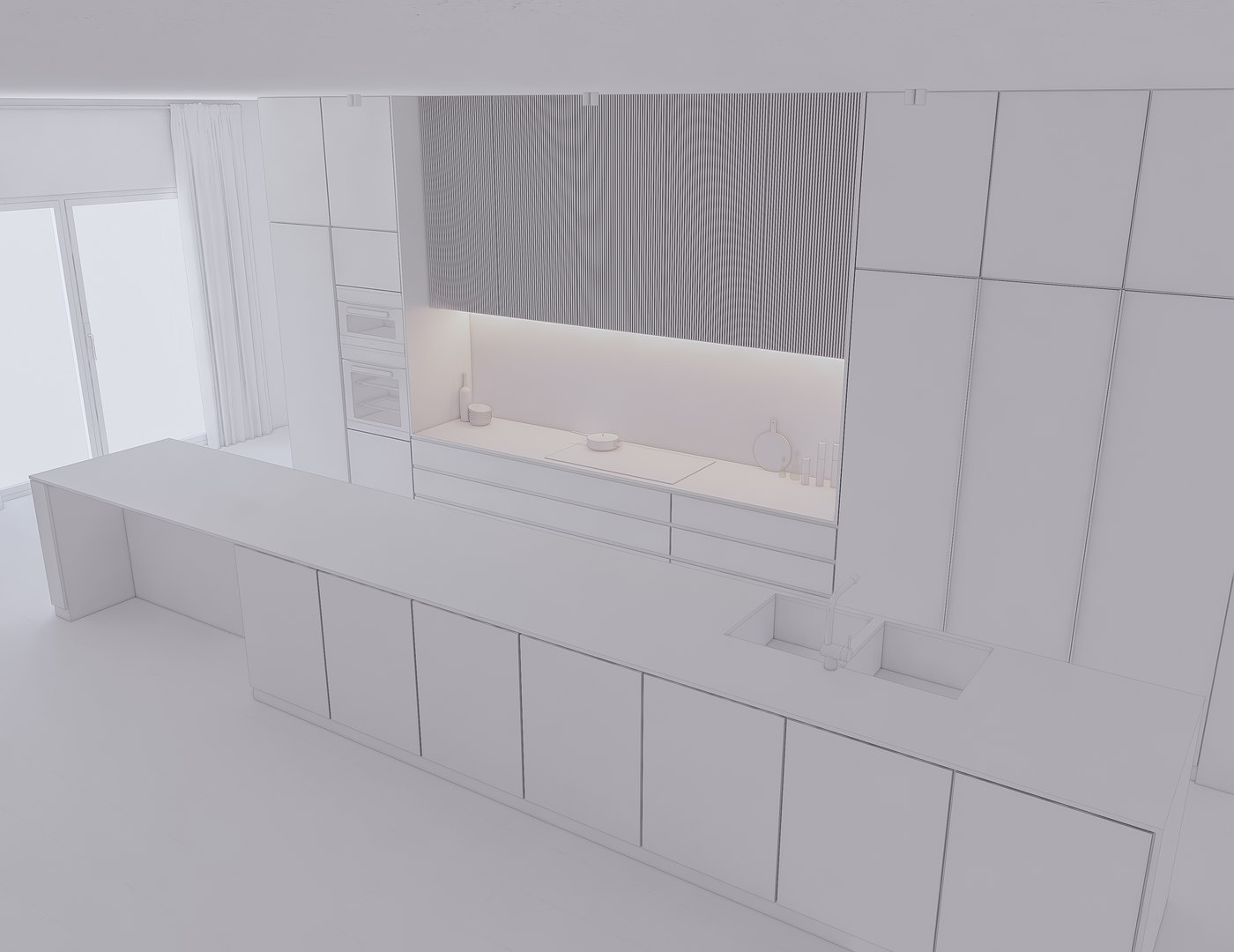 3D Modern Kitchen Created In Revit 13 Model - TurboSquid 1981320