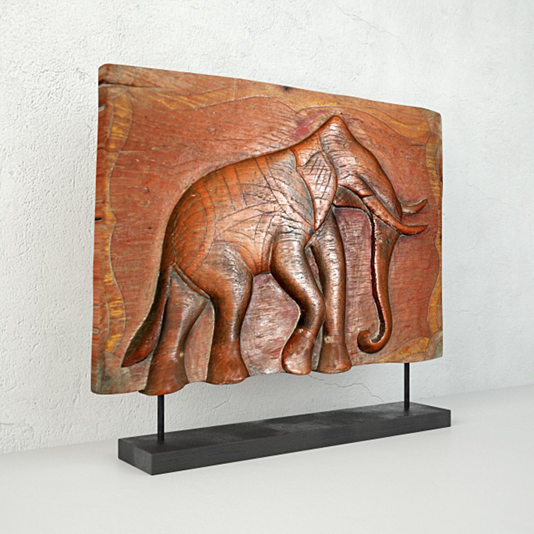 3D Antique Indian Elephant Relief Model - TurboSquid 1219137