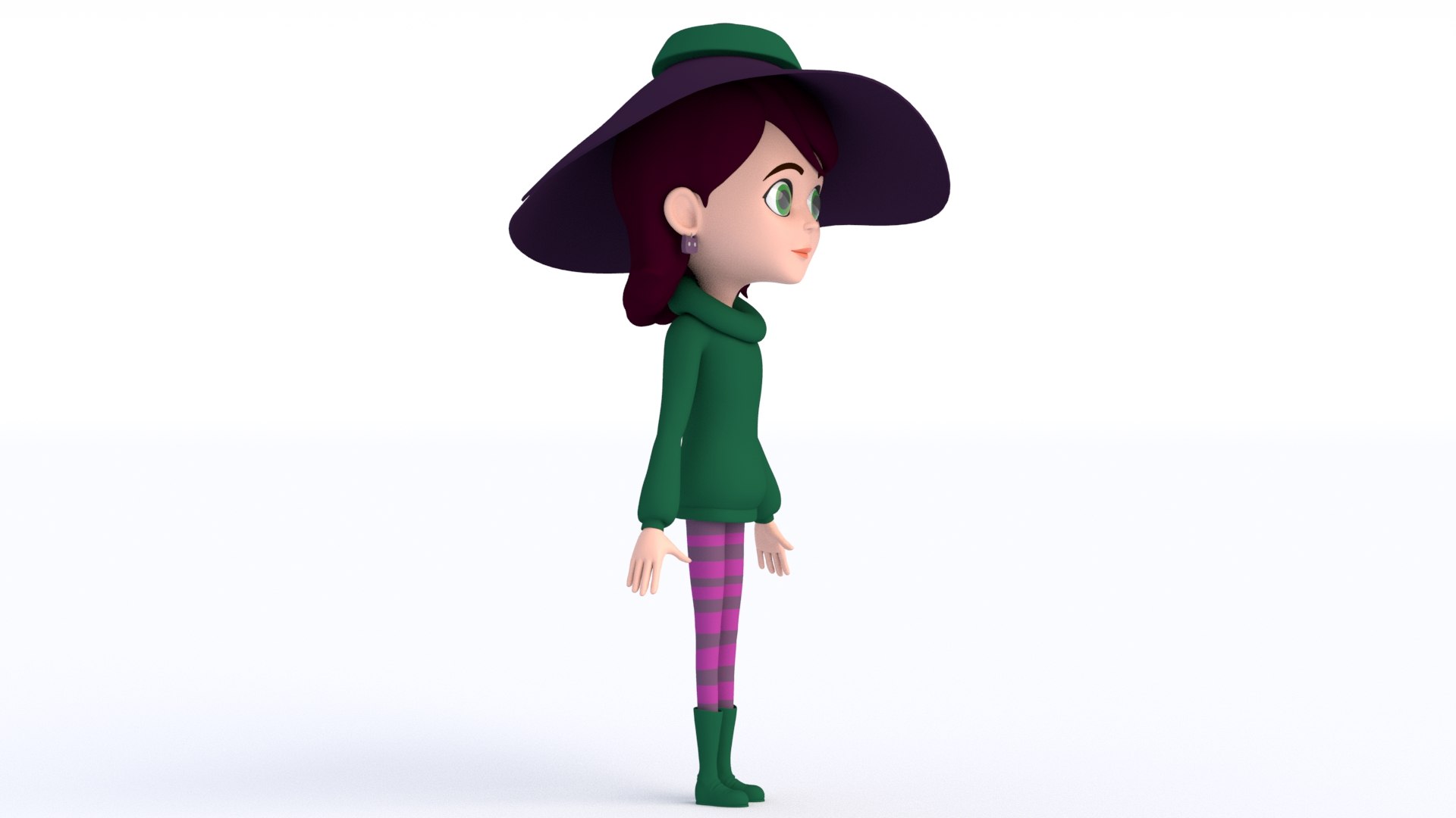 Cartoon Witch Girl 3D Model - TurboSquid 2252065