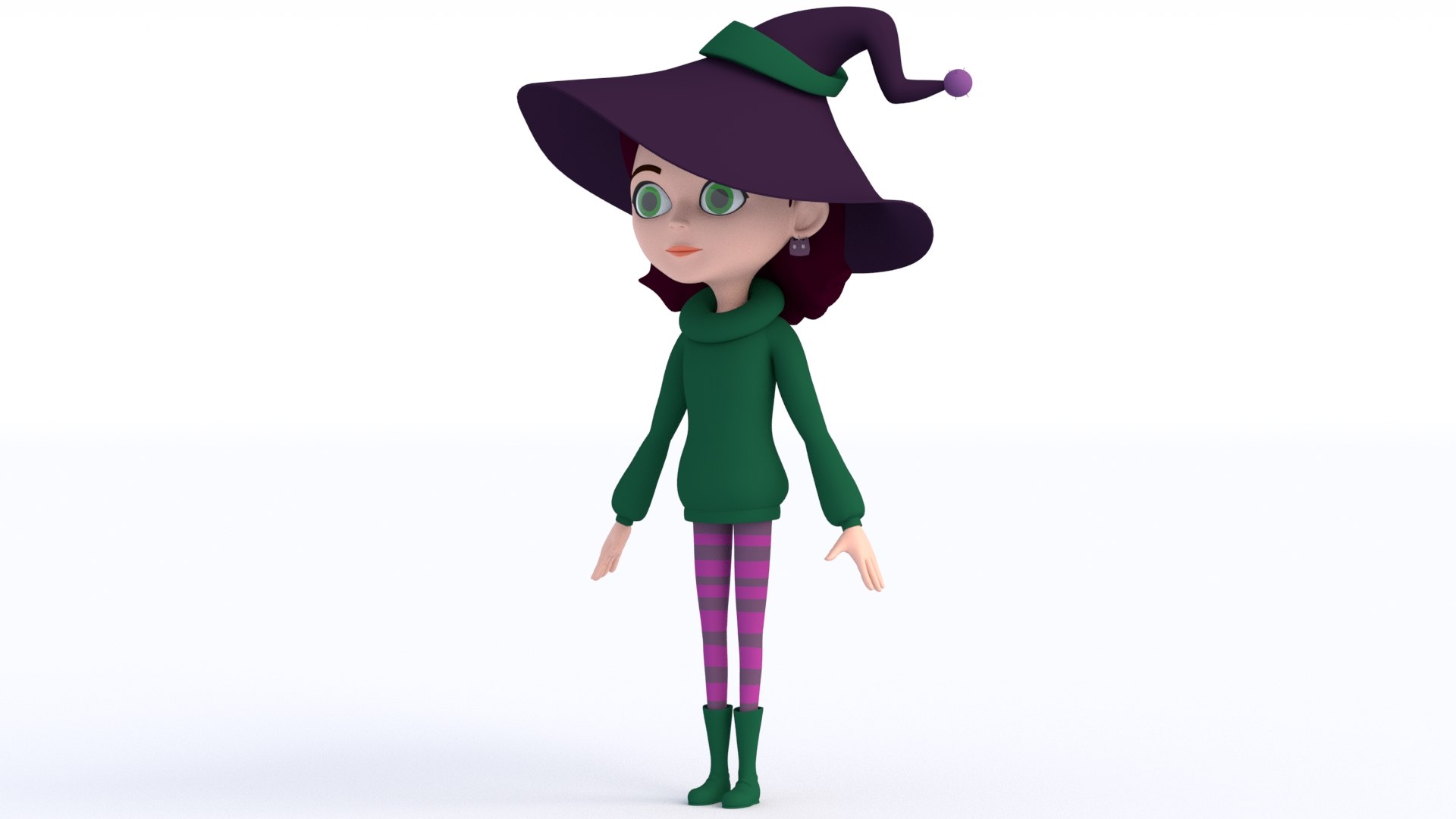 Cartoon Witch Girl 3D Model - TurboSquid 2252065