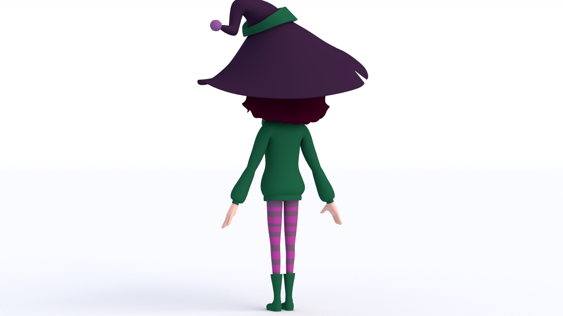 Cartoon Witch Girl 3D Model - TurboSquid 2252065