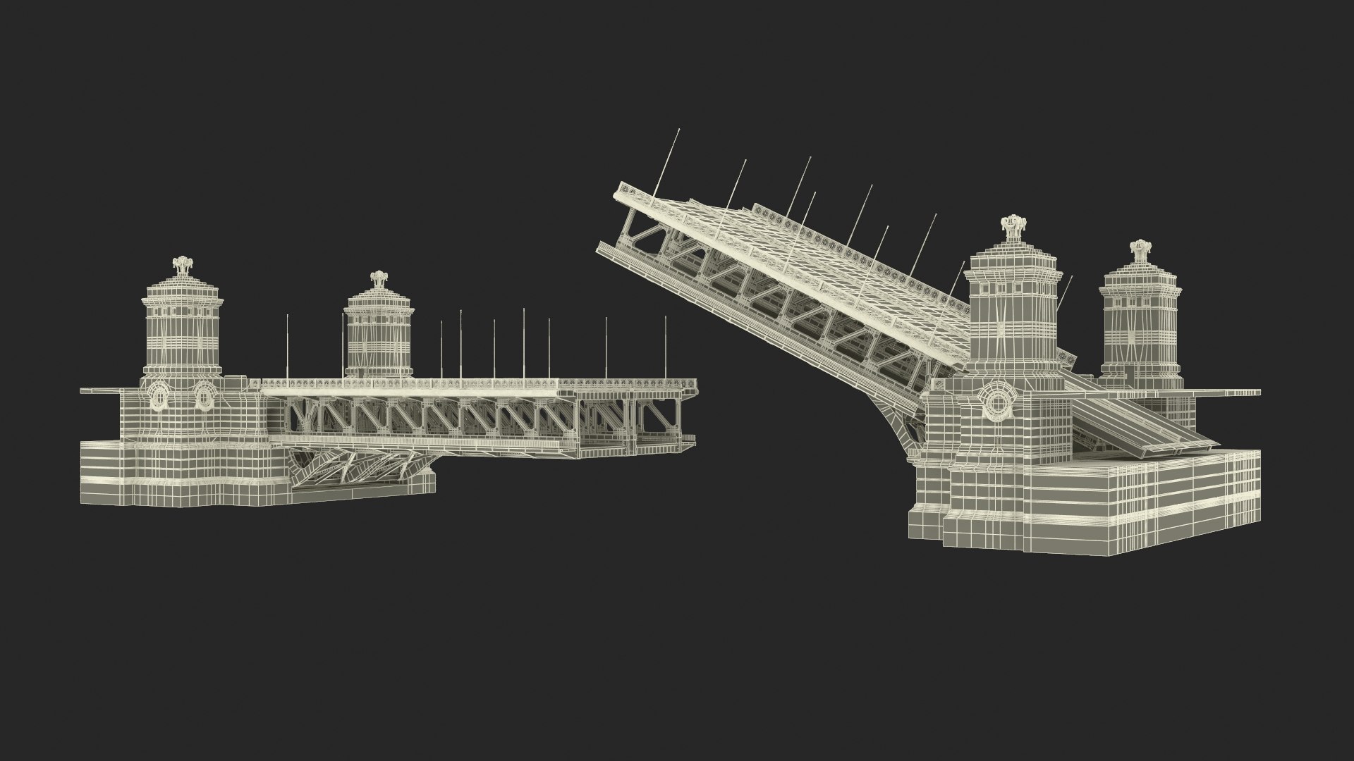 Chicago Drawbridge Raised Model - TurboSquid 2284121