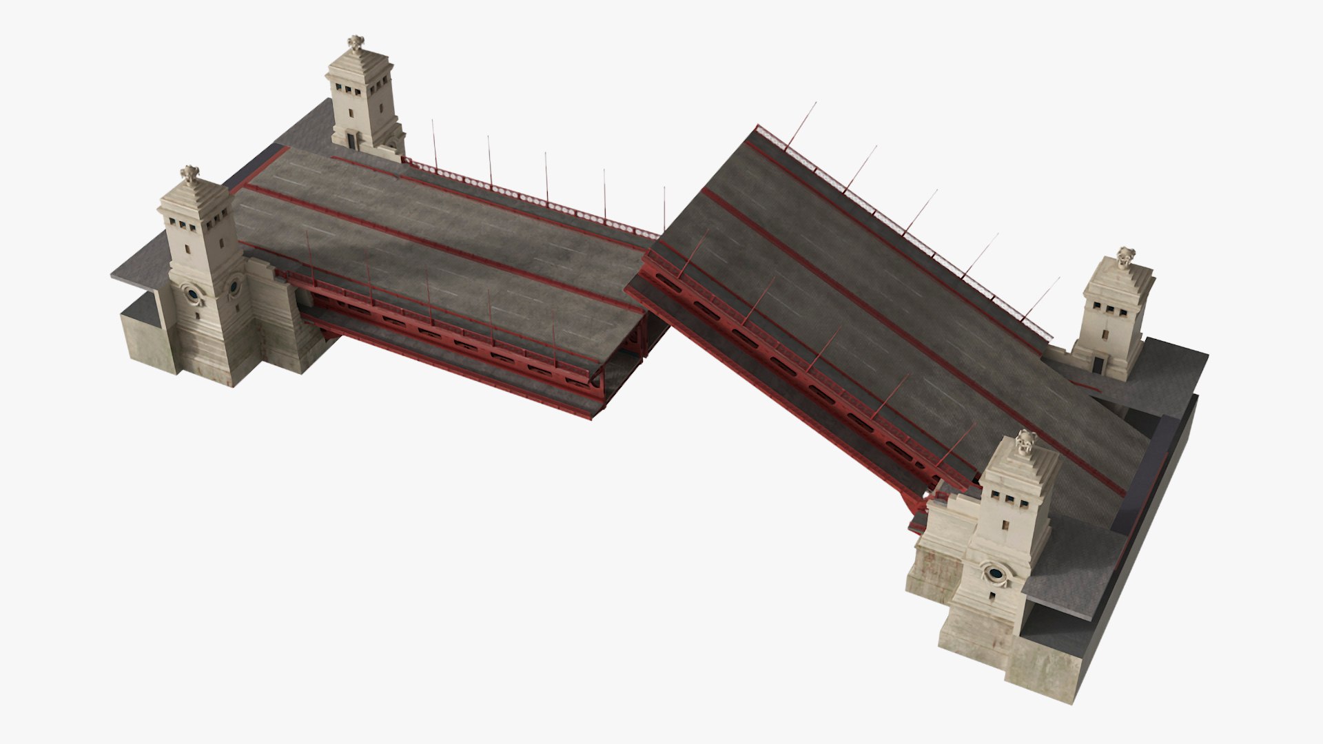 Chicago Drawbridge Raised Model - TurboSquid 2284121
