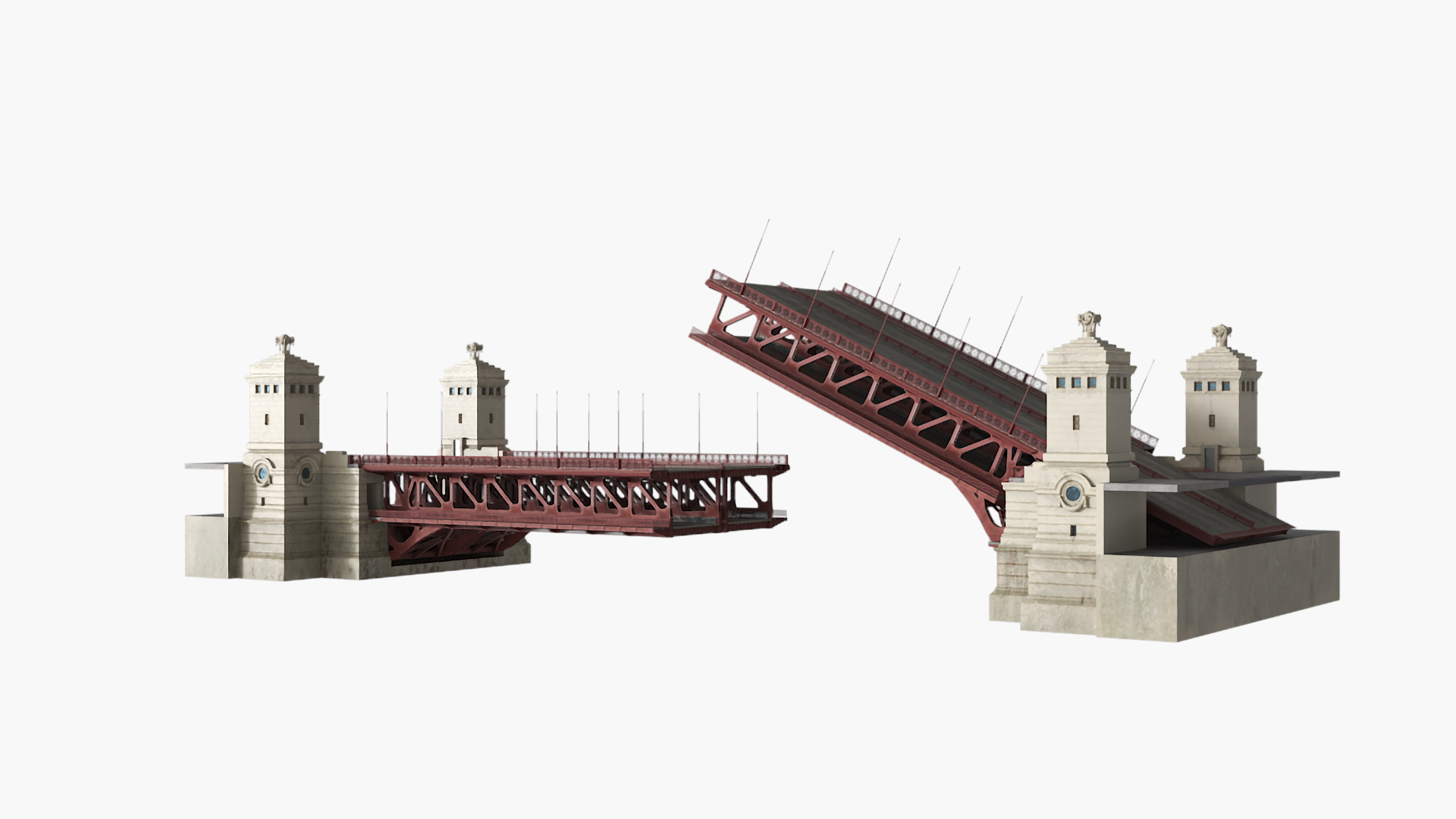 Chicago Drawbridge Raised Model - TurboSquid 2284121