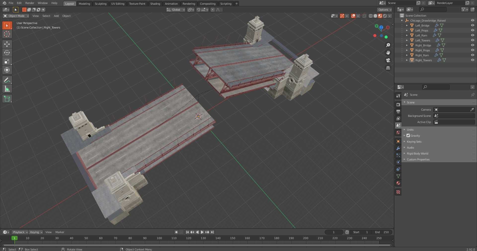 Chicago Drawbridge Raised Model - TurboSquid 2284121
