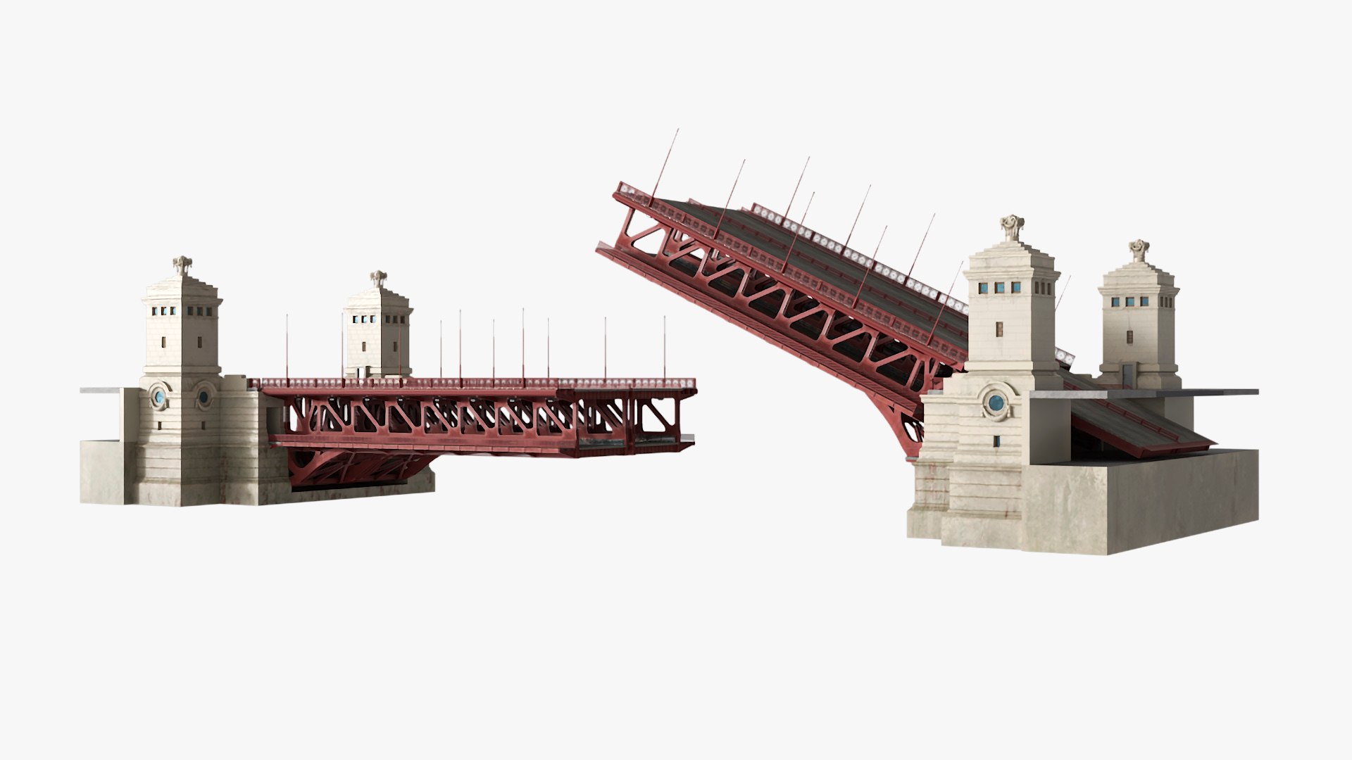 Chicago Drawbridge Raised Model - TurboSquid 2284121