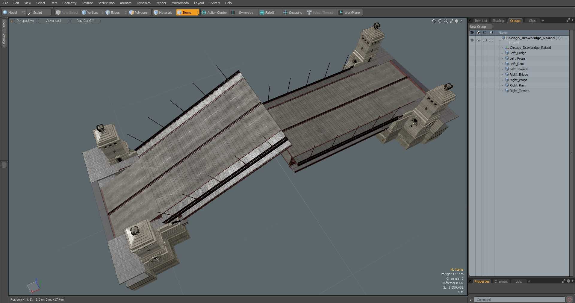 Chicago Drawbridge Raised Model - TurboSquid 2284121