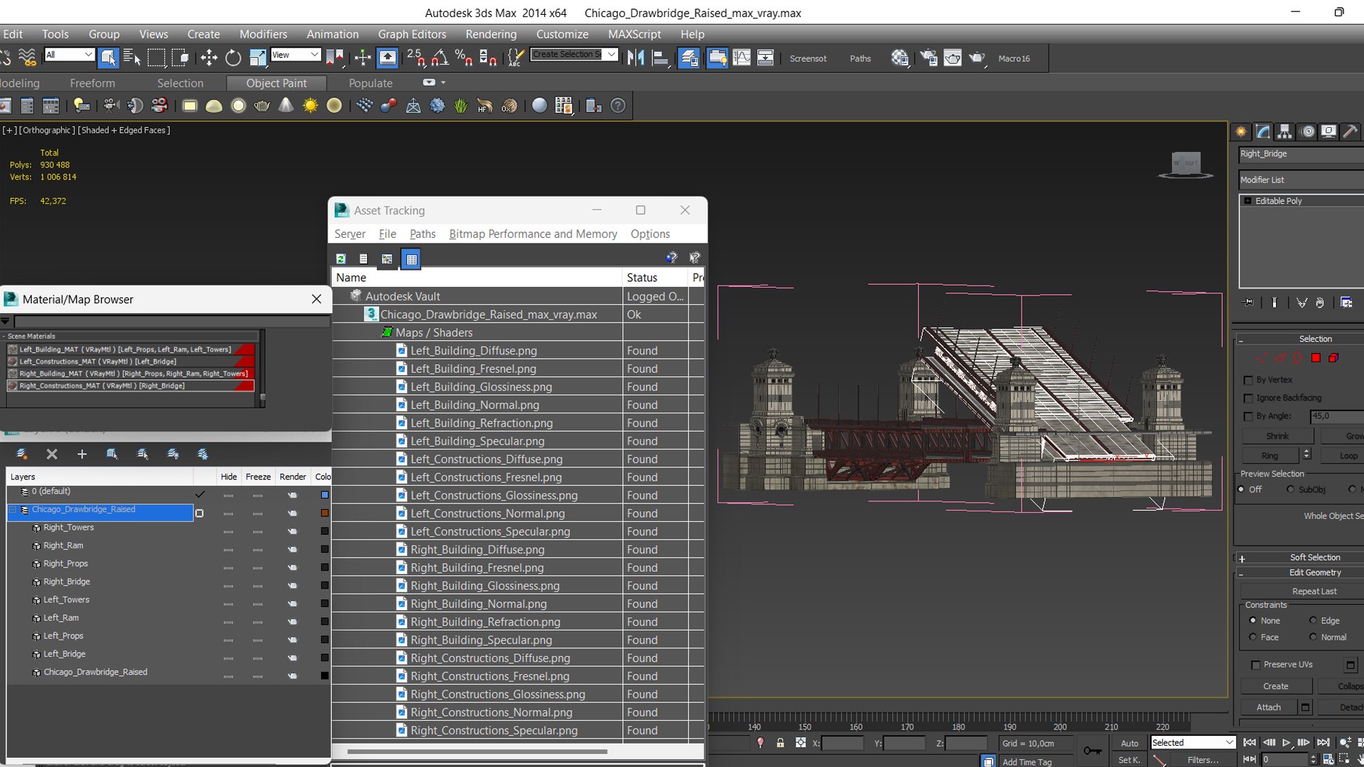 Chicago Drawbridge Raised Model - TurboSquid 2284121