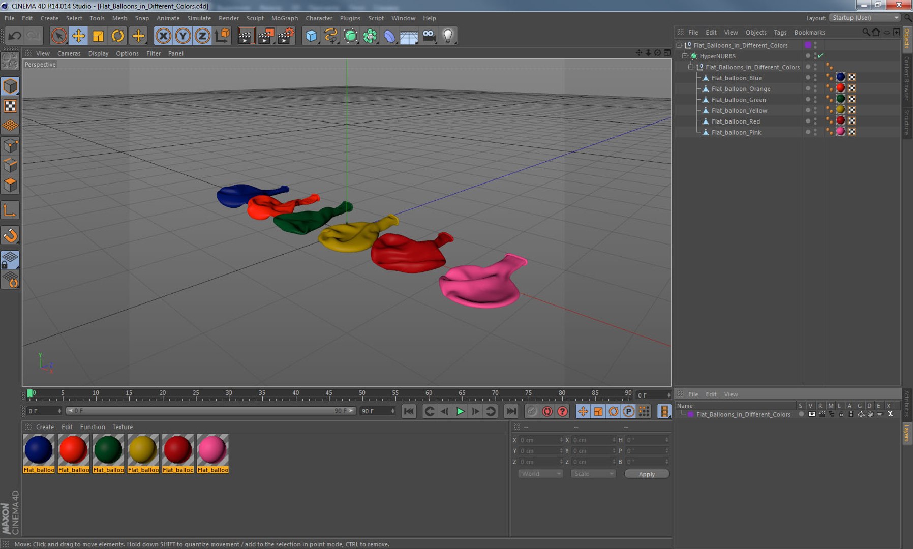 Flat Balloons Different Colors 3D Model - TurboSquid 1328433