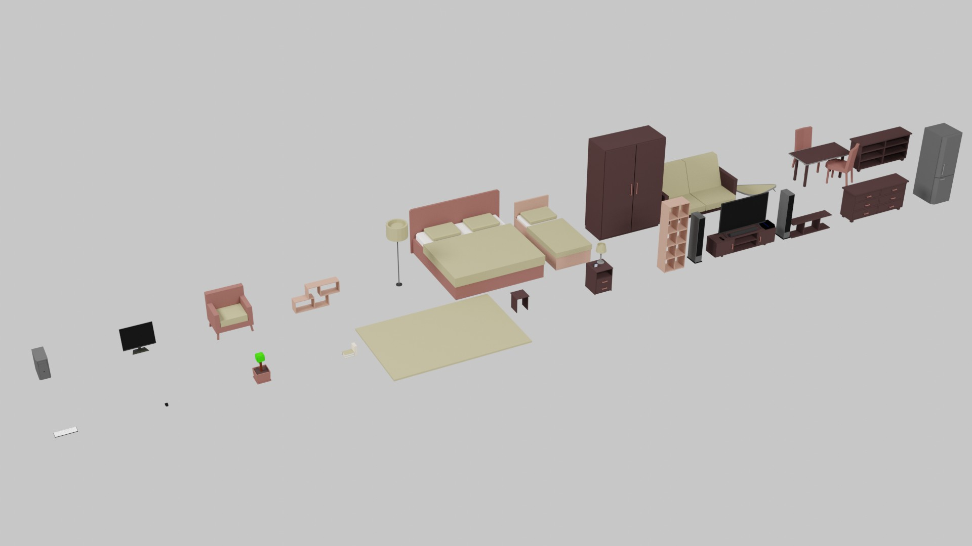 3D Collection Of Low-poly Furniture - TurboSquid 1756906
