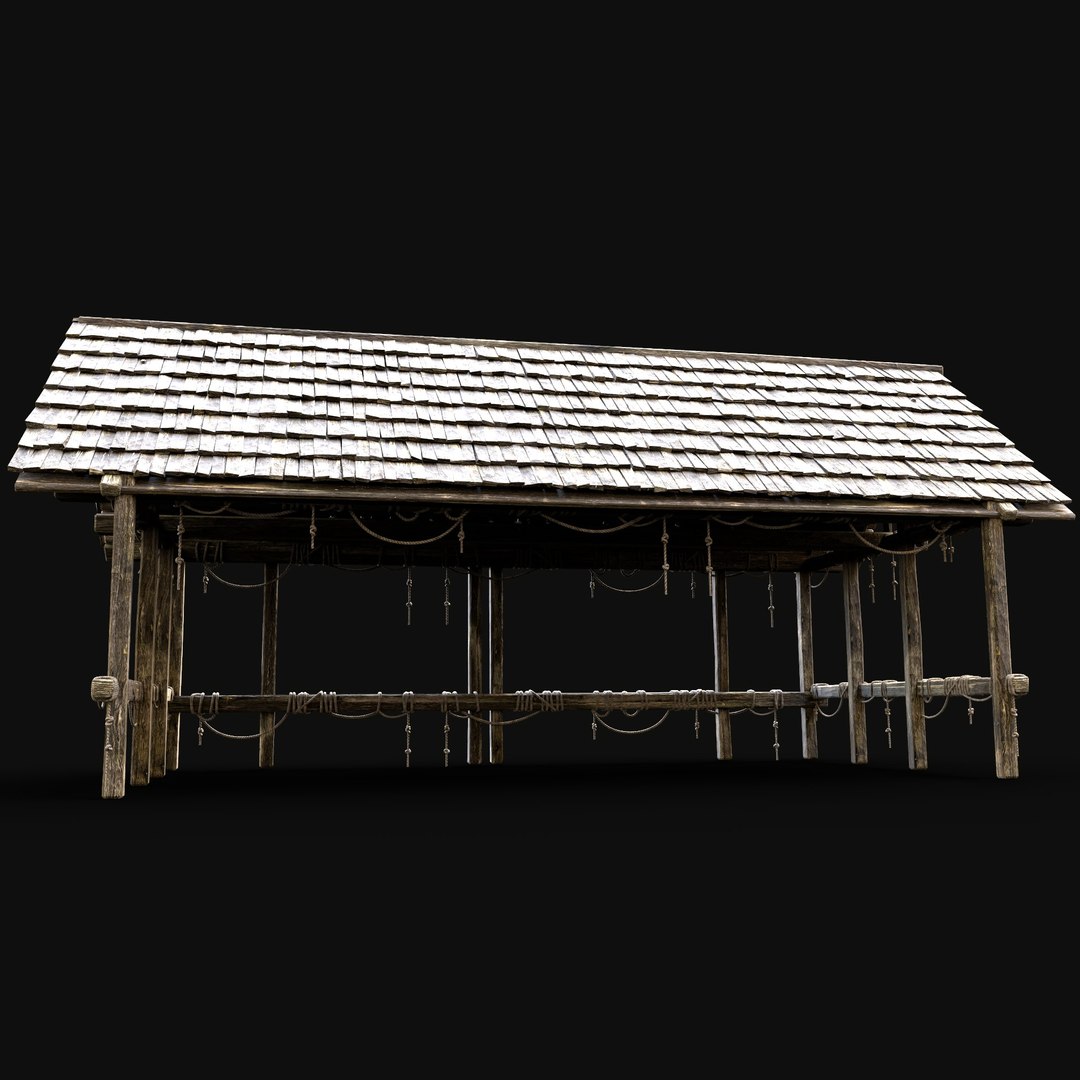 WOODEN ROOFING ANIMAL SHELTER FARM BARN STABLE SHED ROOF AAA 3D ...