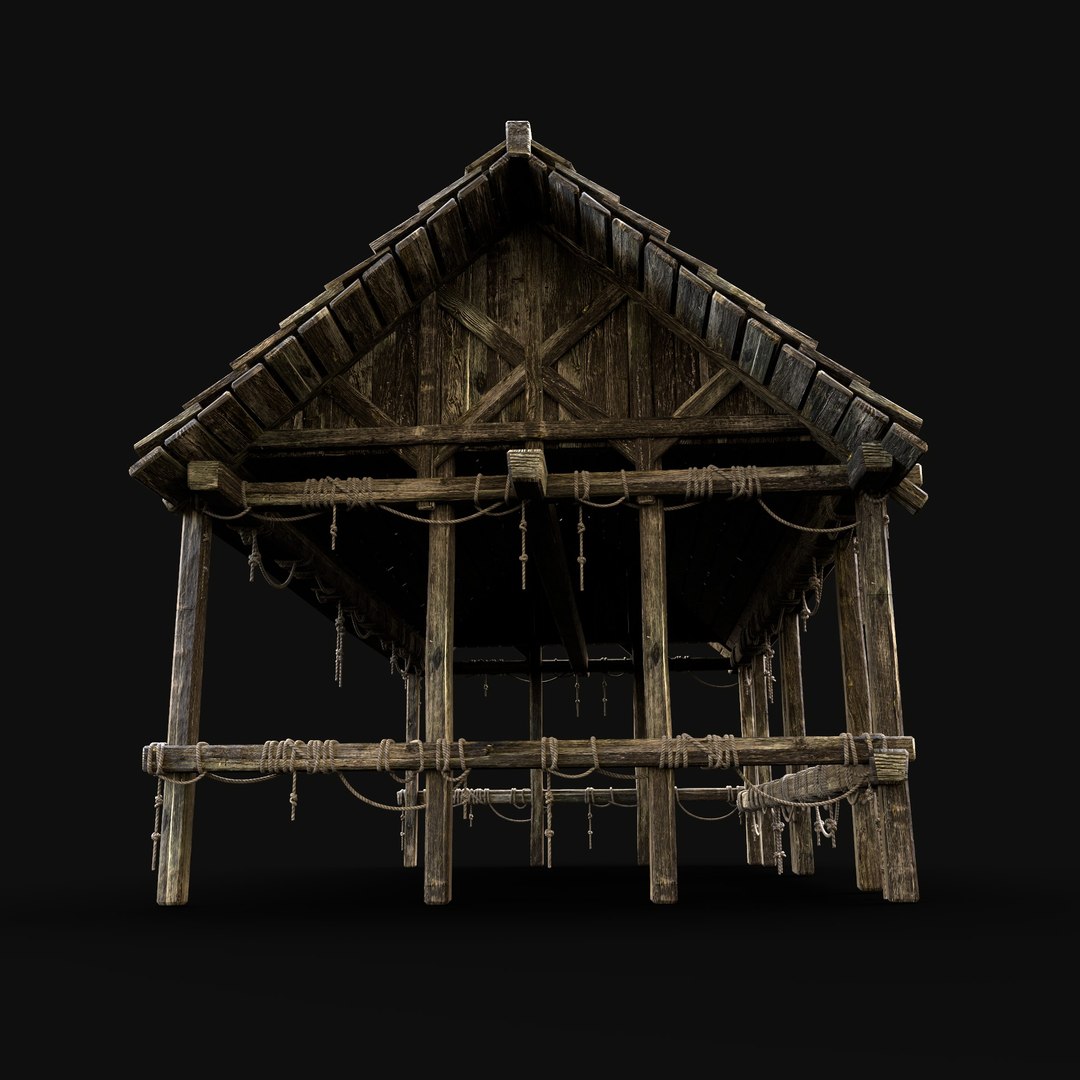 WOODEN ROOFING ANIMAL SHELTER FARM BARN STABLE SHED ROOF AAA 3D ...
