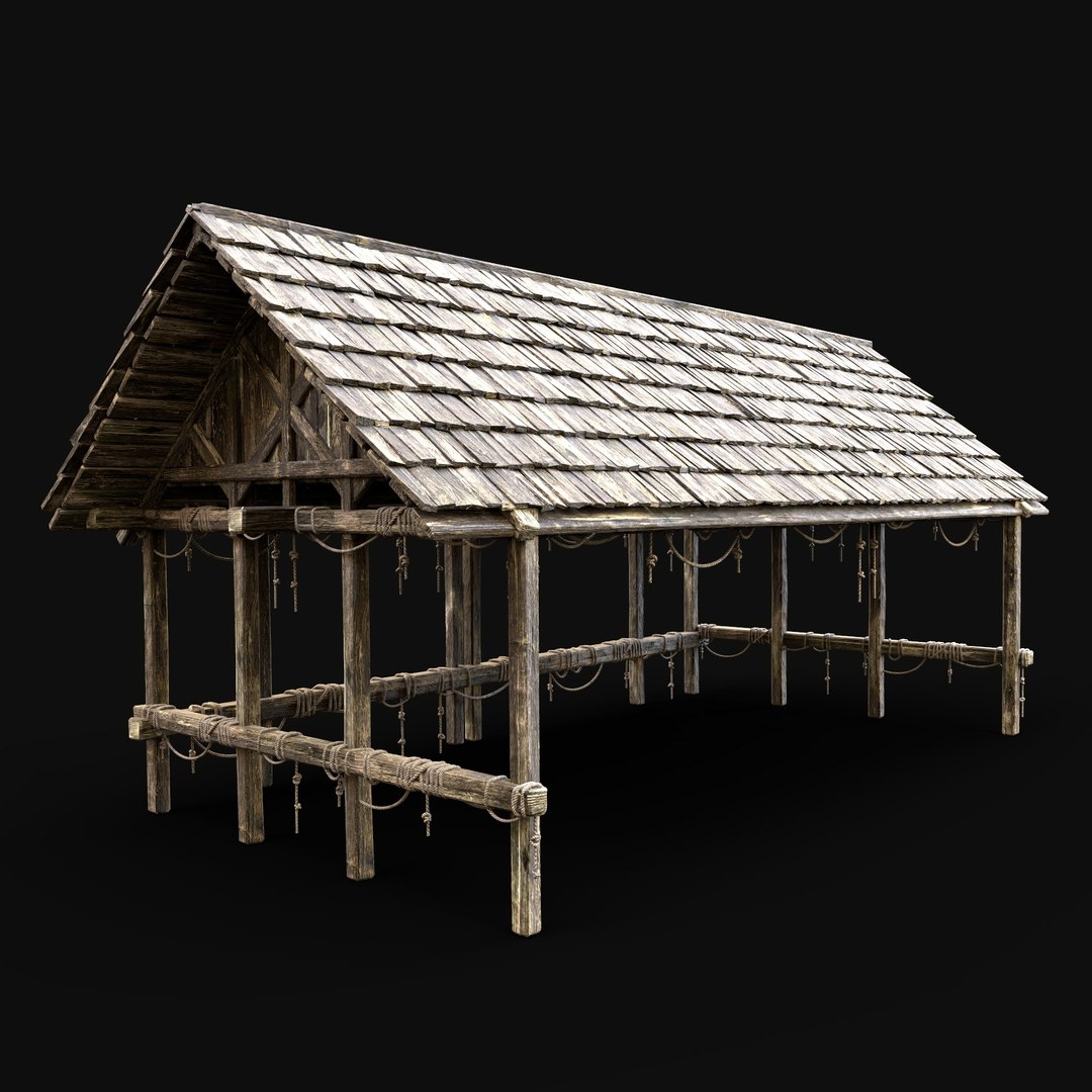 WOODEN ROOFING ANIMAL SHELTER FARM BARN STABLE SHED ROOF AAA 3D ...