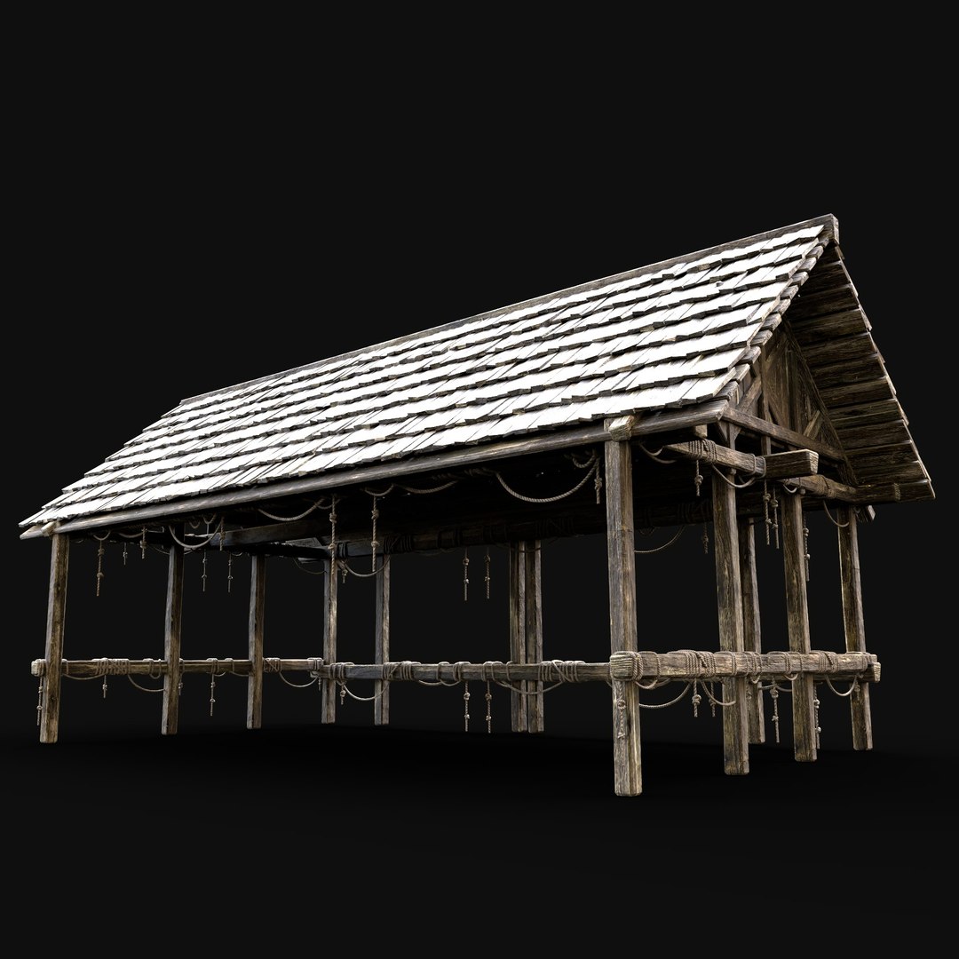 WOODEN ROOFING ANIMAL SHELTER FARM BARN STABLE SHED ROOF AAA 3D ...