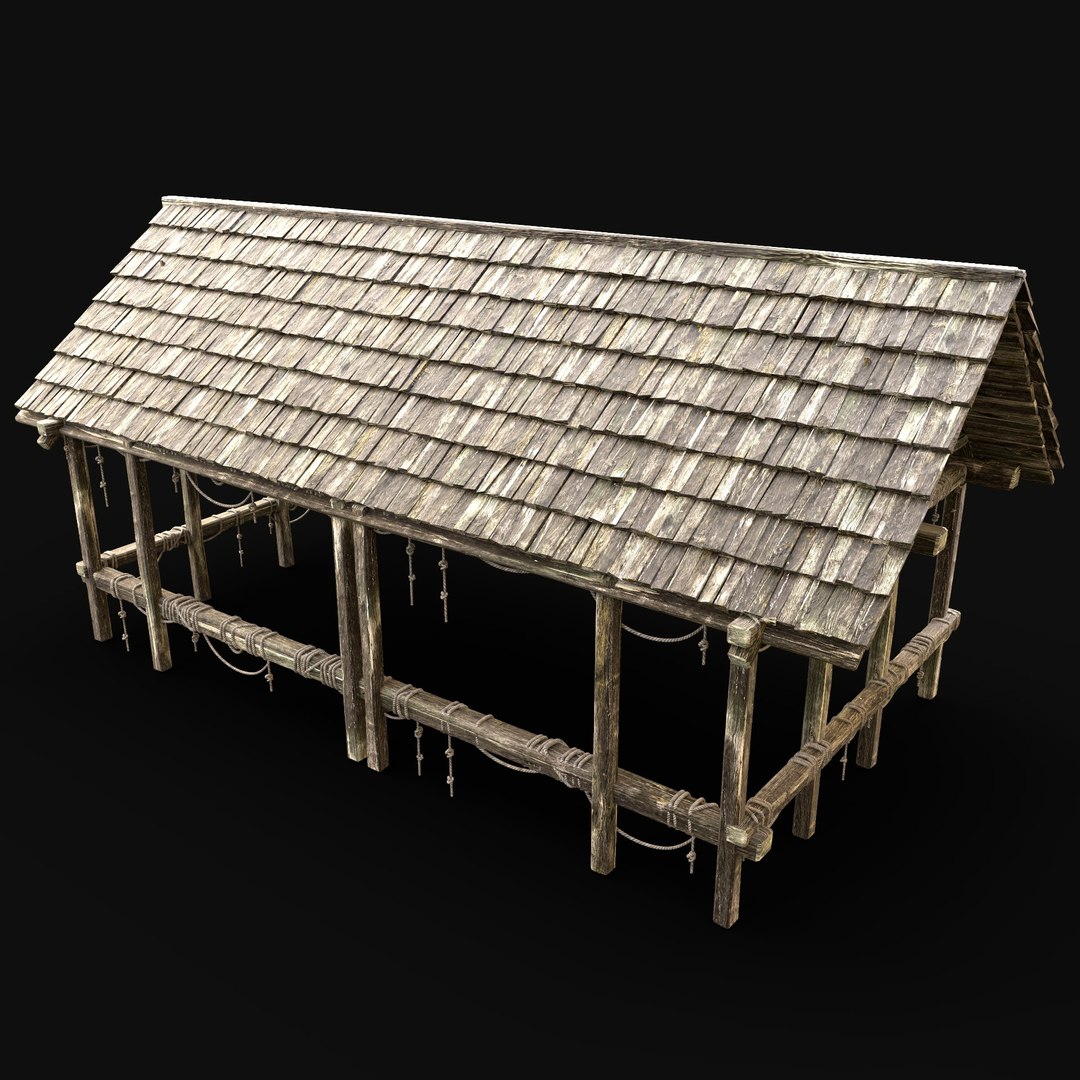 WOODEN ROOFING ANIMAL SHELTER FARM BARN STABLE SHED ROOF AAA 3D ...