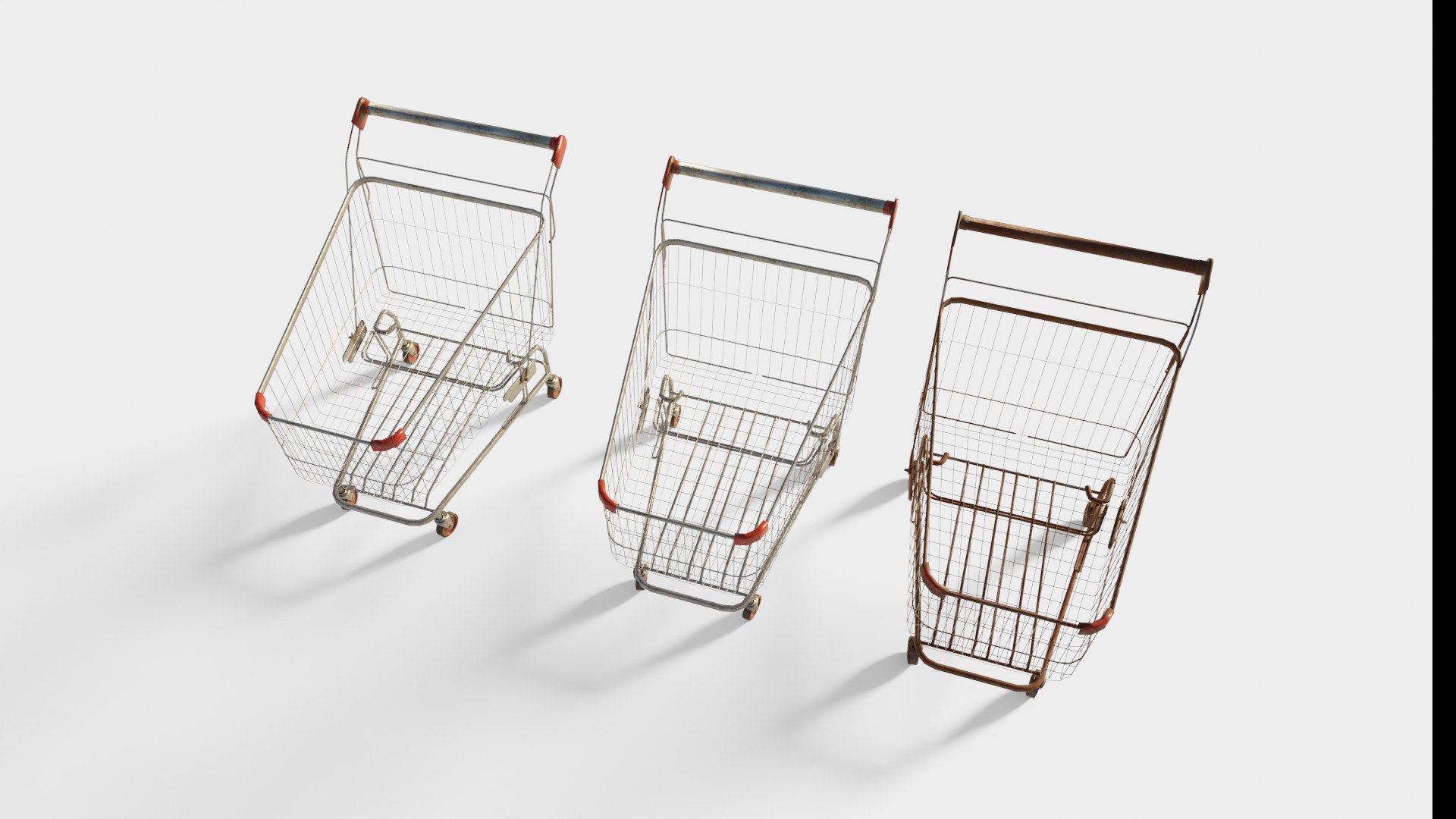 3D Shopping Cart With 4k Pbr Textures Clean Dirty And Rusty ...