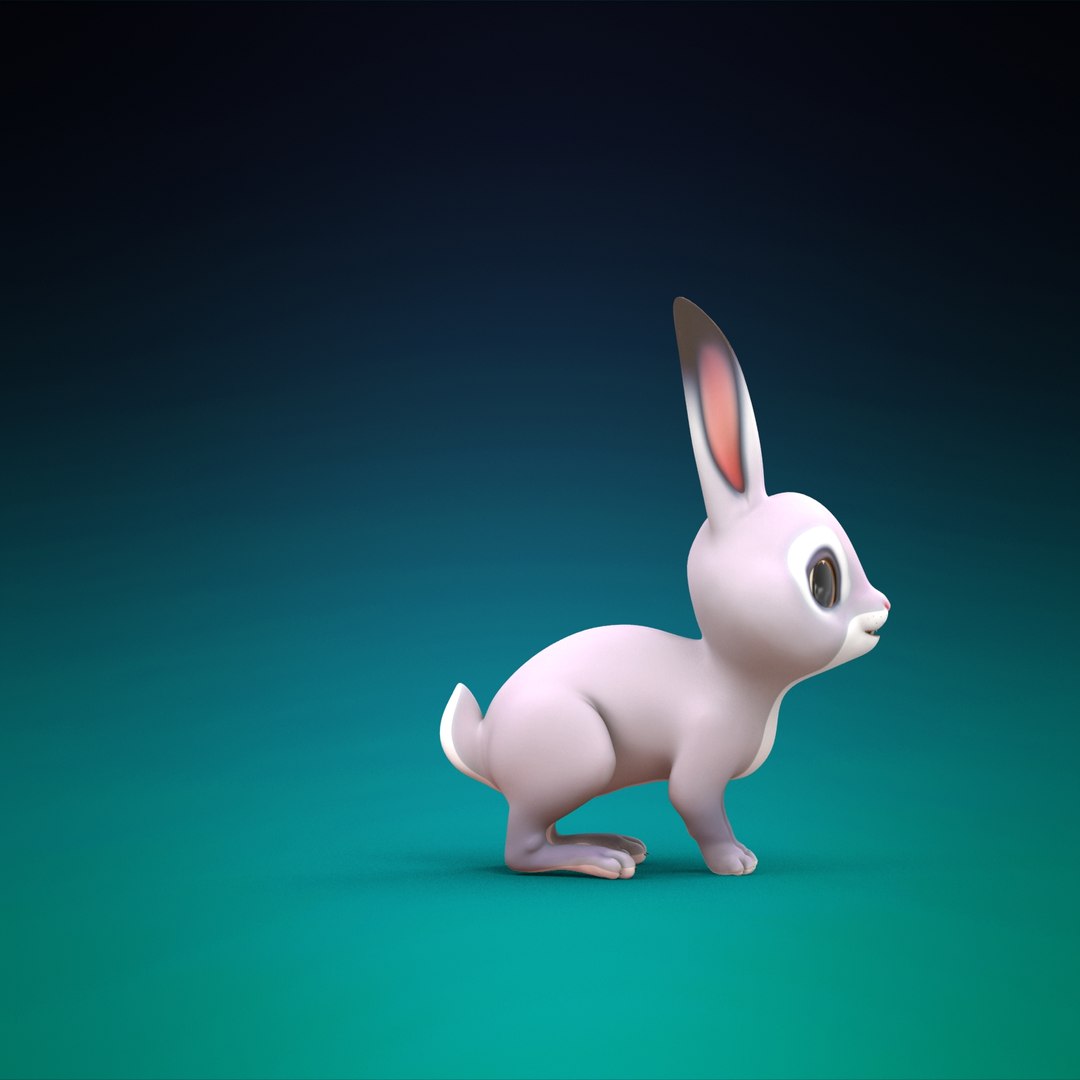 3d max cute cartoon rabbit fur