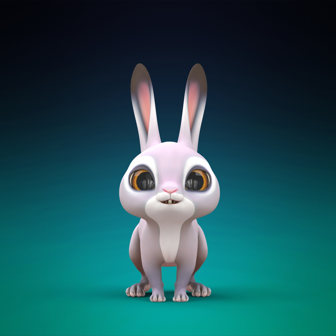 3d max cute cartoon rabbit fur