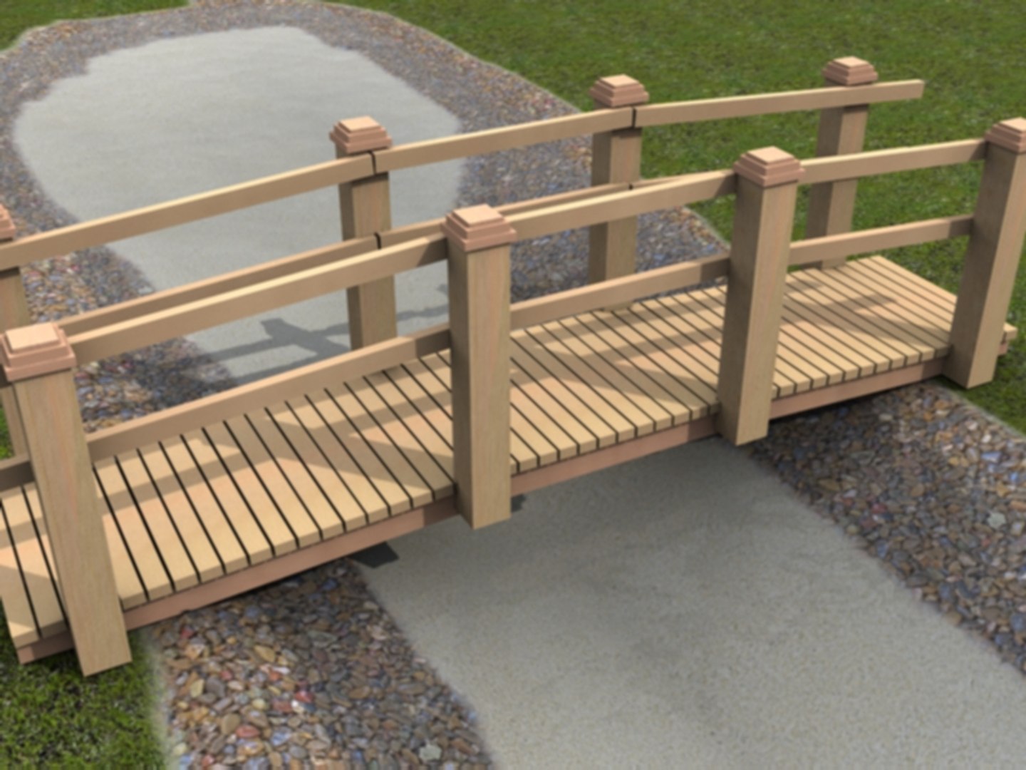 3d model garden landscape bridge pond