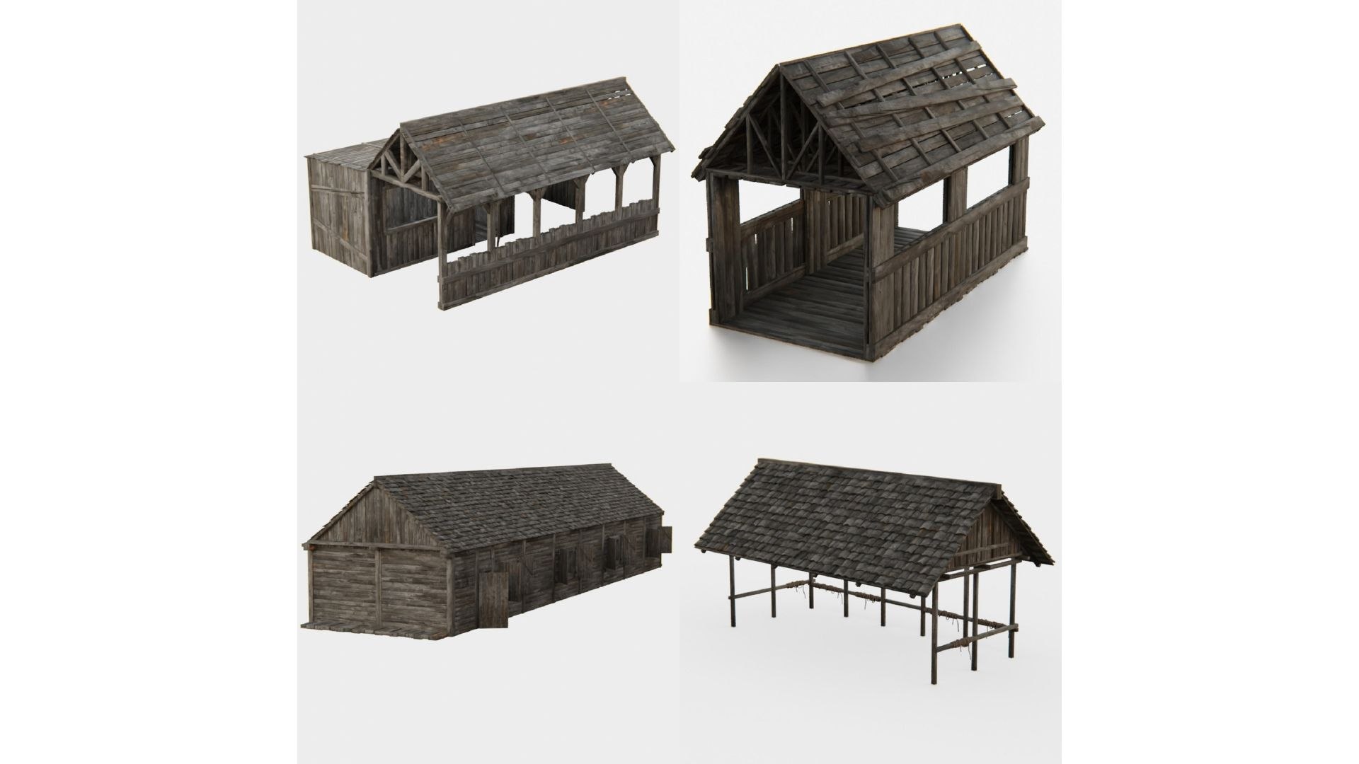 Old Wooden Medieval Building Sheds 3D Model - TurboSquid 2107417