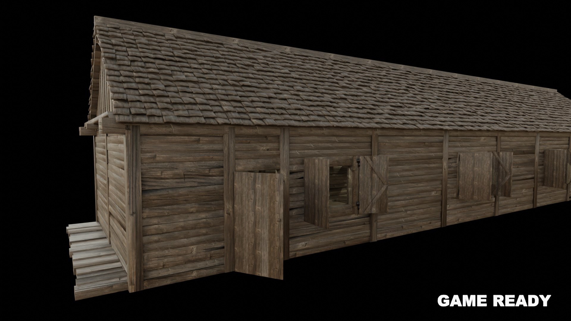 Old Wooden Medieval Building Sheds 3D model - TurboSquid 2107417