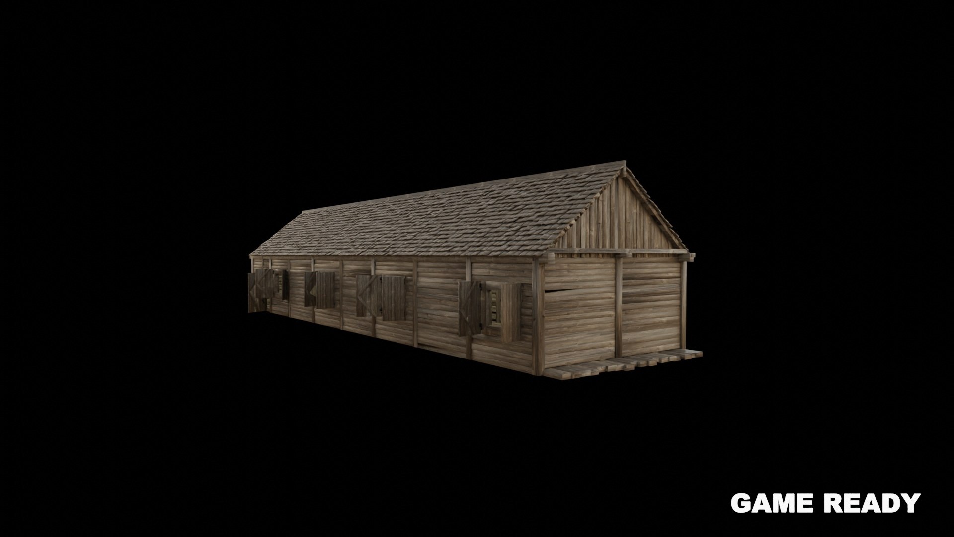 Old Wooden Medieval Building Sheds 3D model - TurboSquid 2107417