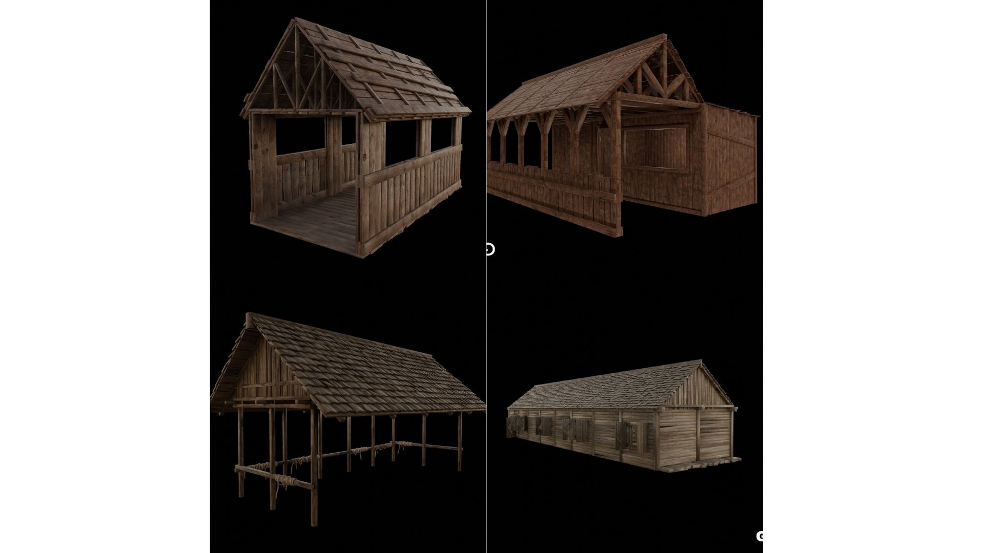 Old Wooden Medieval Building Sheds 3D model - TurboSquid 2107417