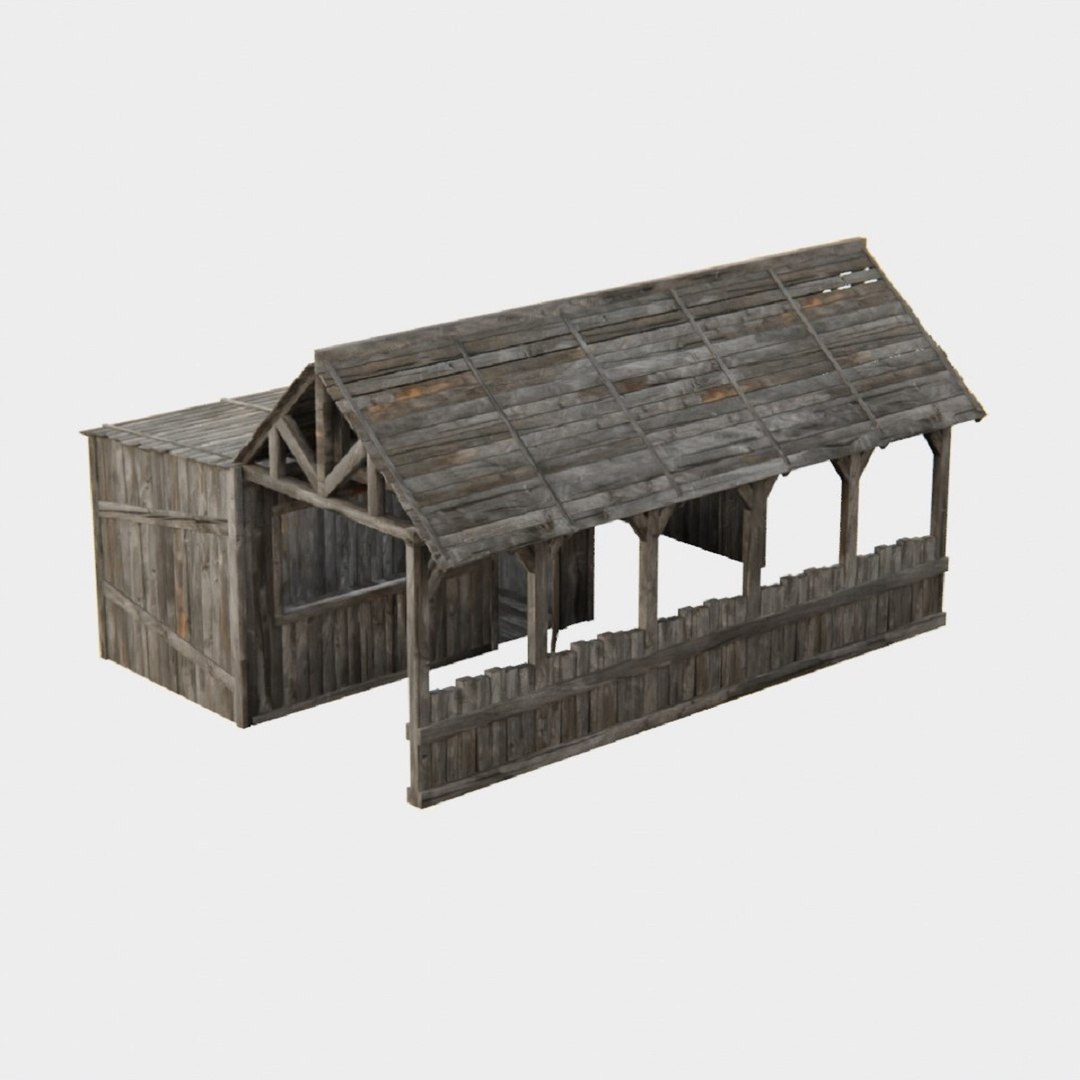 Old Wooden Medieval Building Sheds 3D Model - TurboSquid 2107417