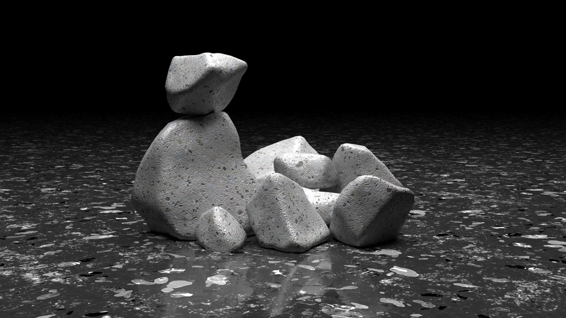 3D Scattered Rocks Low Poly 3D Model - TurboSquid 1884405