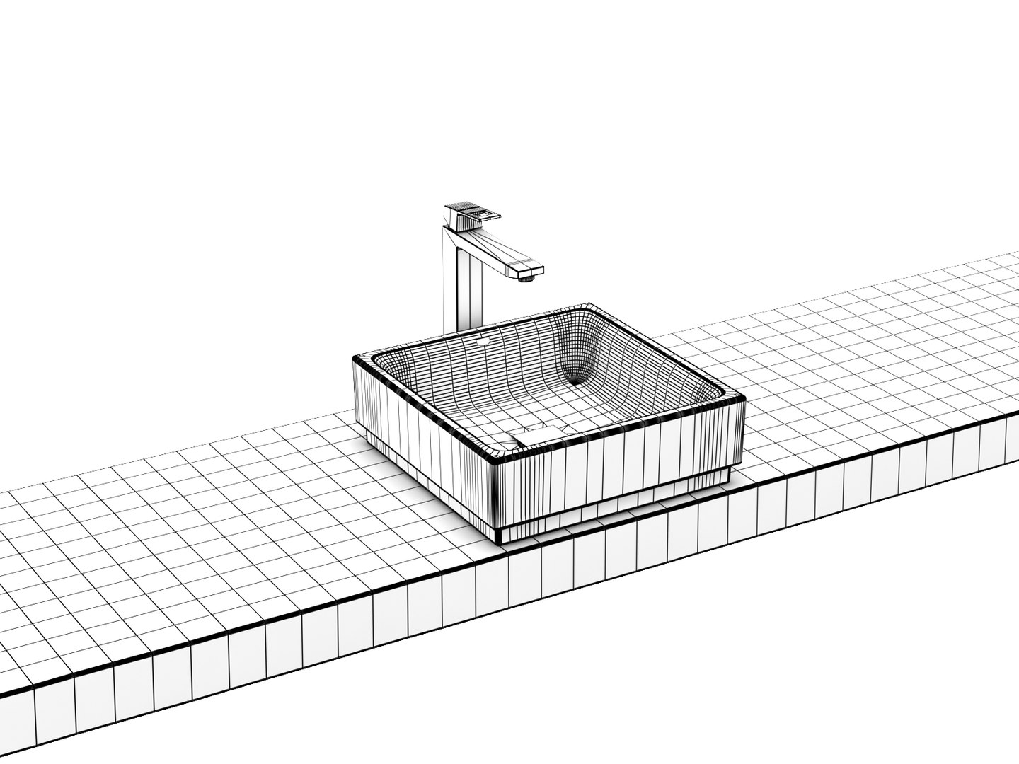 3D Cube Countertop Vessel 40 Model - TurboSquid 1389498