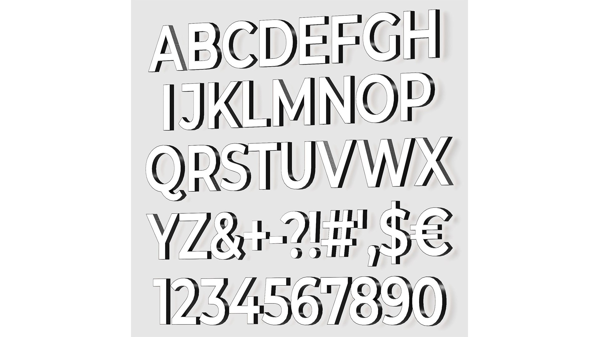 Backlit Alphabet 3d Volumetric English Letters Numbers Symbols 3D Model ...