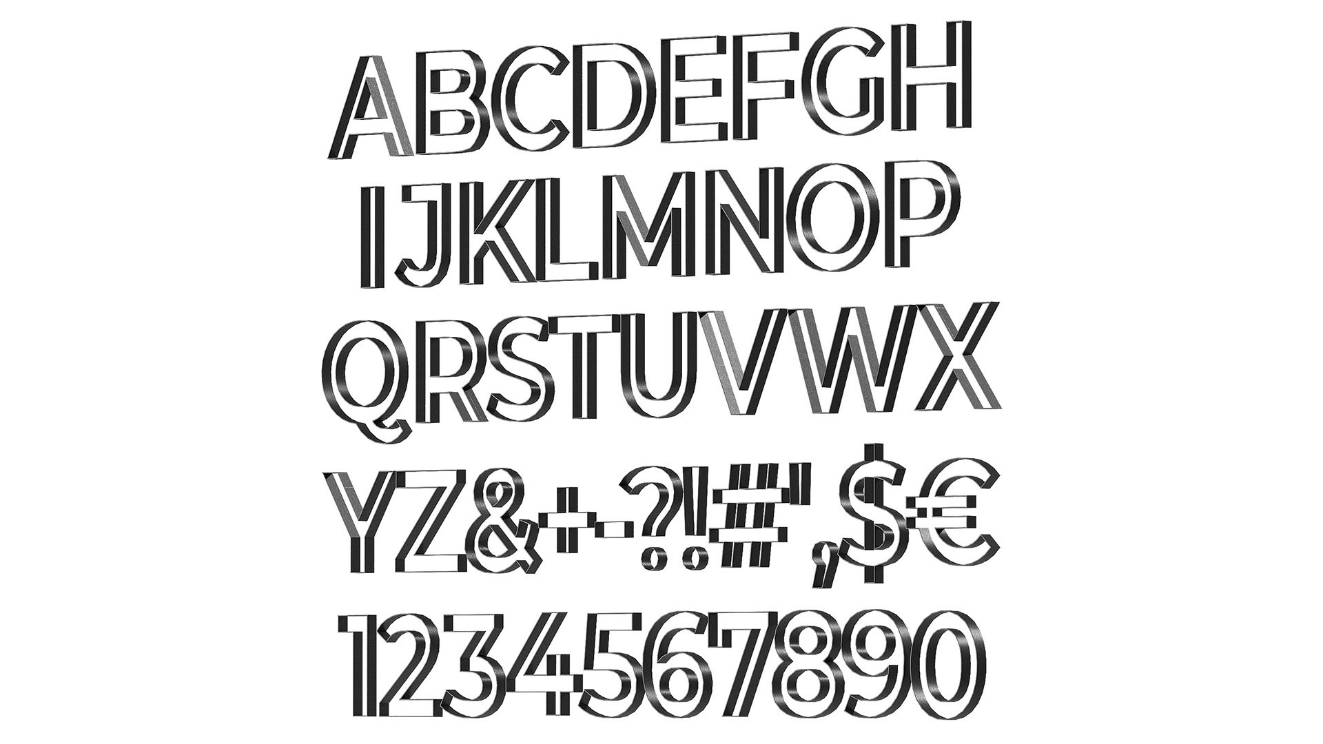 Backlit Alphabet 3d Volumetric English Letters Numbers Symbols 3D Model ...