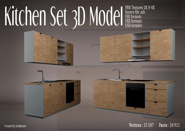 modelo 3d Juego de cocina 01 - APAGADO - - TurboSquid 2207816
