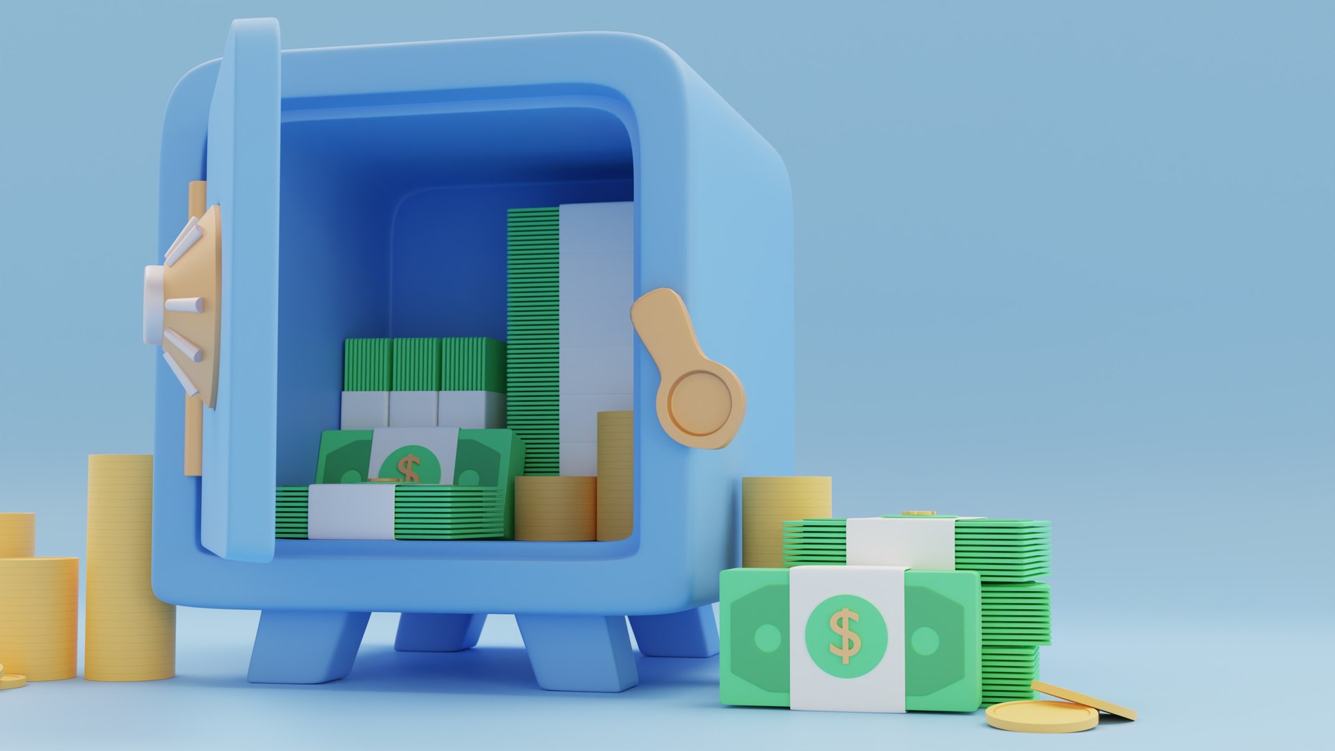 A Toy Safe With Money 3D Model - TurboSquid 1792495